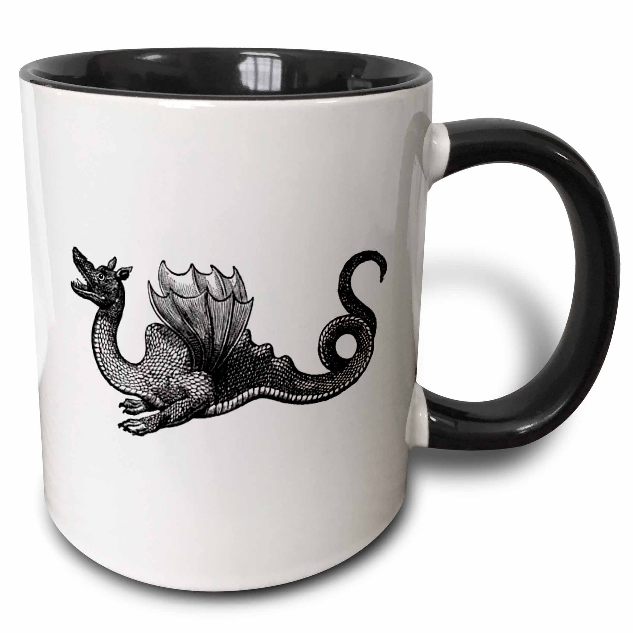 Dragon vintage art - black and white pen and ink drawing - fantasy ...