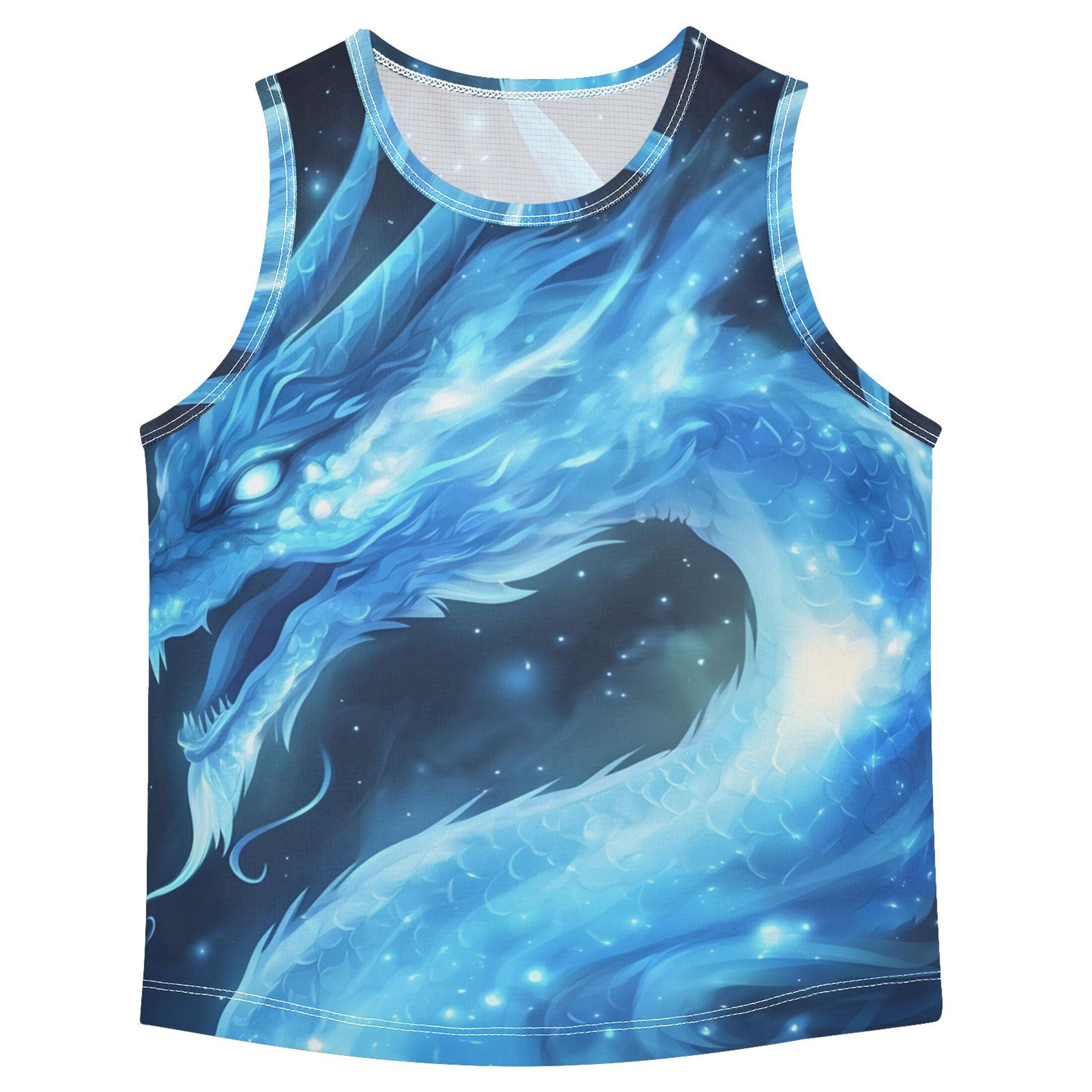 Dragon with Blue Nebula Boys' Vest Undershirt Tank Top Sleeveless Quick ...