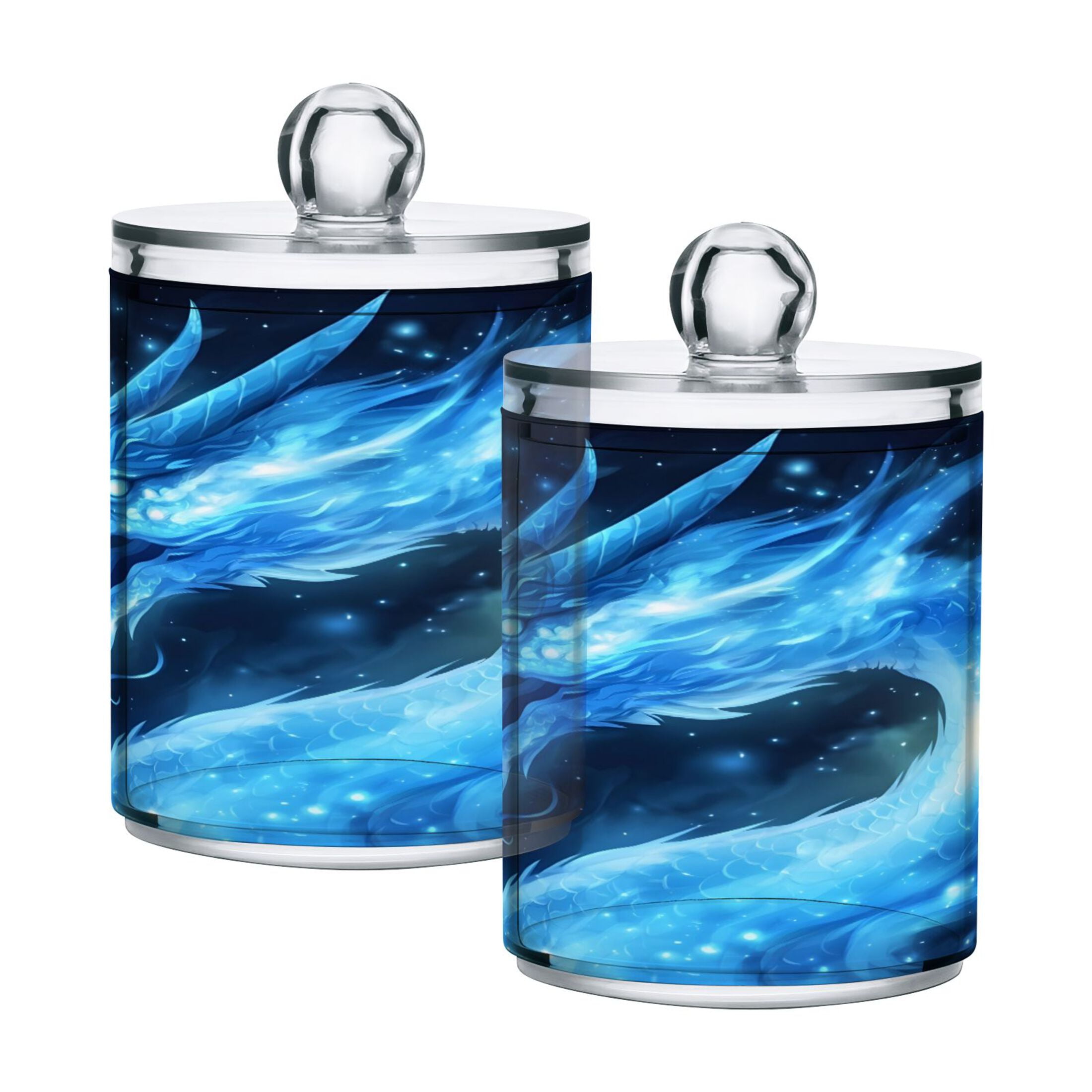 Dragon with Blue Nebula Translucent Plastic Cans Storage Canisters with ...