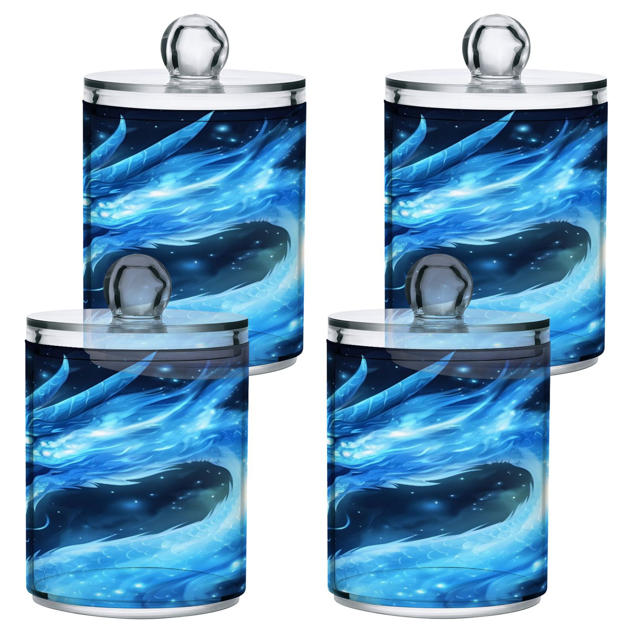 Dragon with Blue Nebula Translucent Plastic Cans Storage Canisters with ...