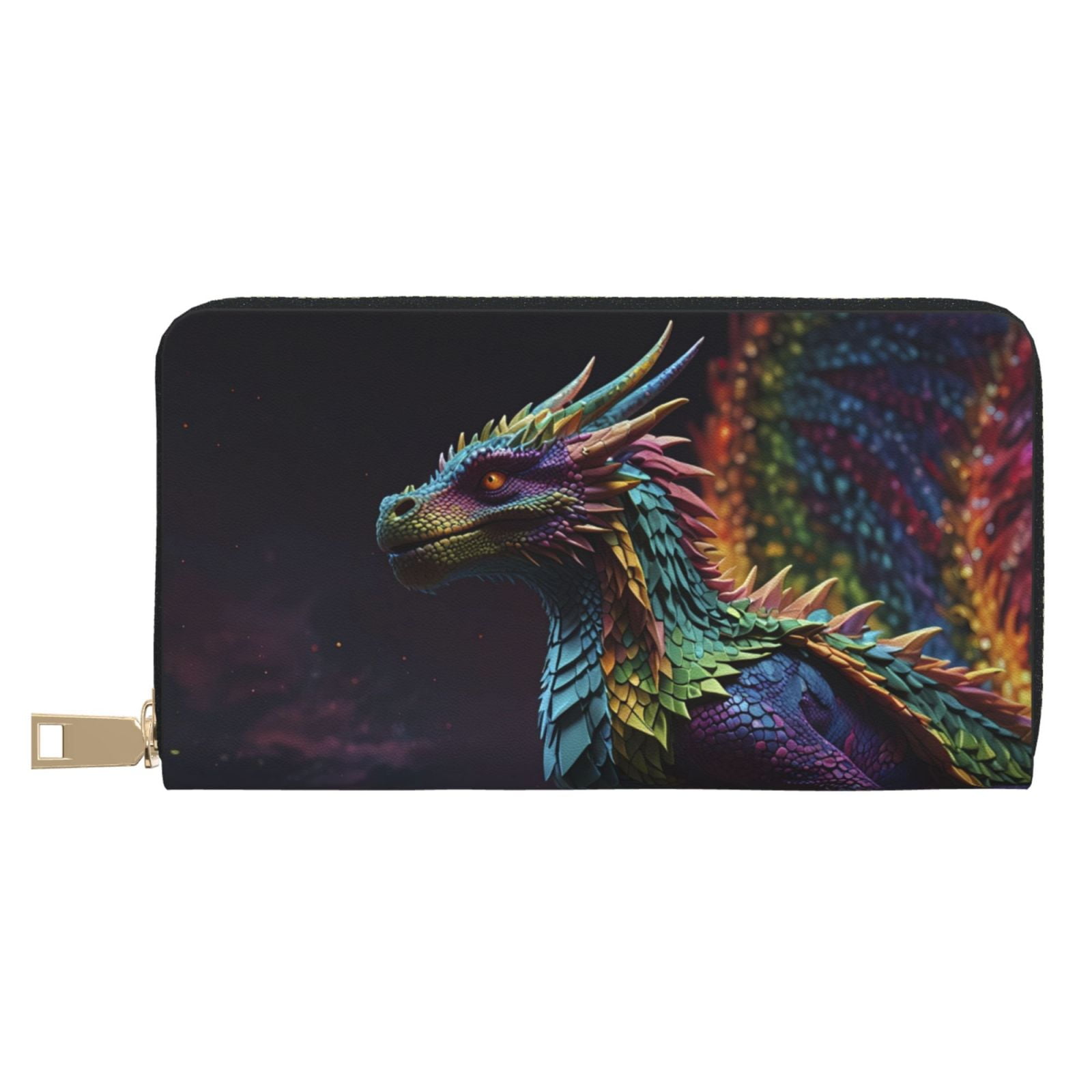 Dragon with Colorful Tail Wallet Women, Leather Bifold Multi Card ...