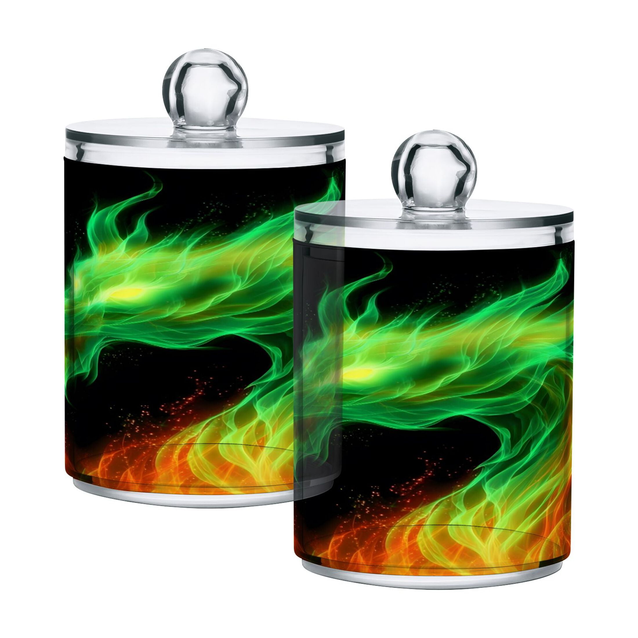 Dragon with Red Green Flame Translucent Plastic Cans Storage Canisters ...