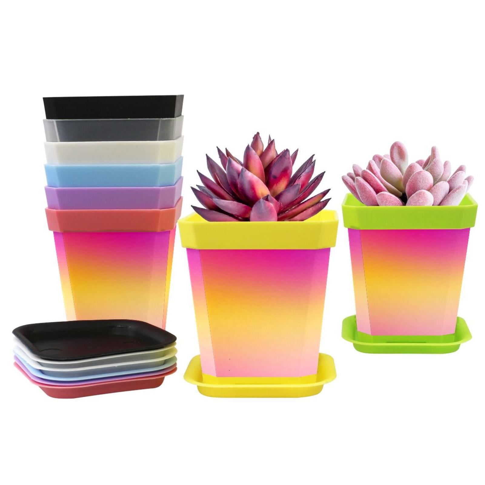 DragonBtu 8 Pack 2.75’ Pink Yellow Gradient Small Flower Pots Nursery ...