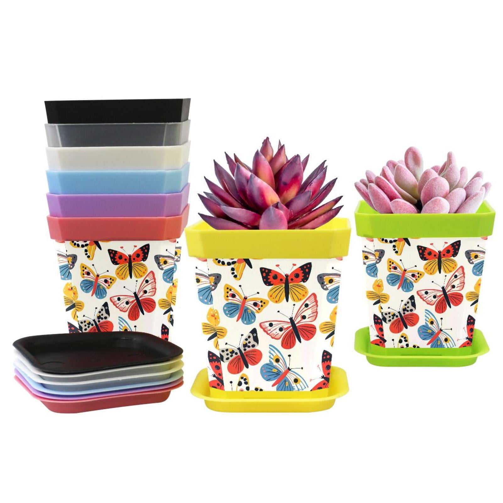 DragonBtu 8 Pack Square Plastic Planters with Drainage Holes and ...