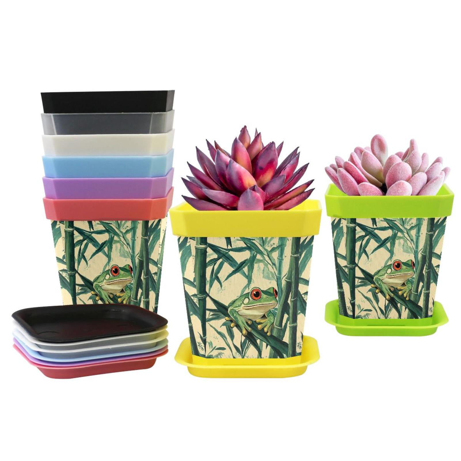 DragonBtu 8 Pack Square Plastic Planters with Drainage Holes and ...