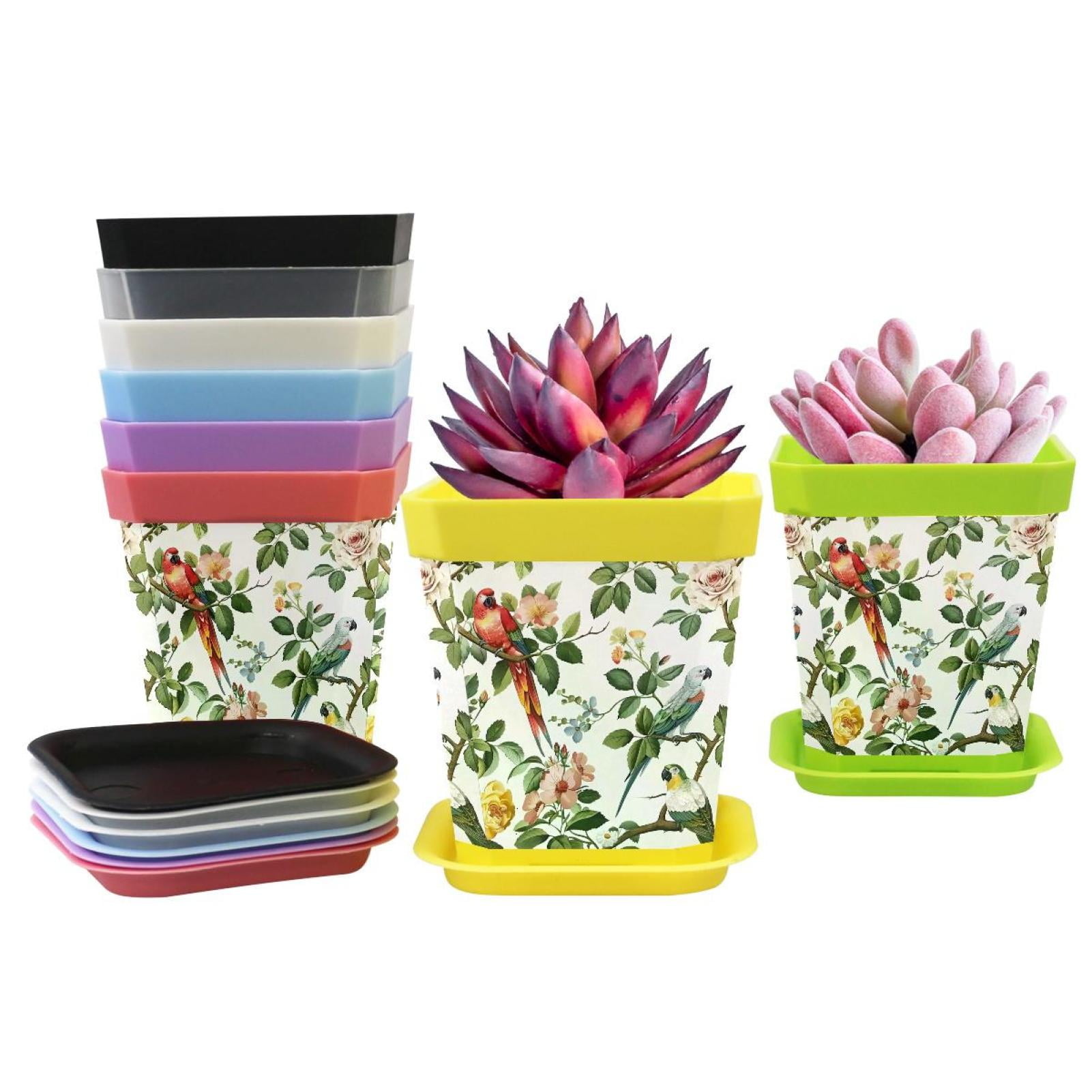 DragonBtu 8 Pack Square Plastic Planters with Drainage Holes and ...