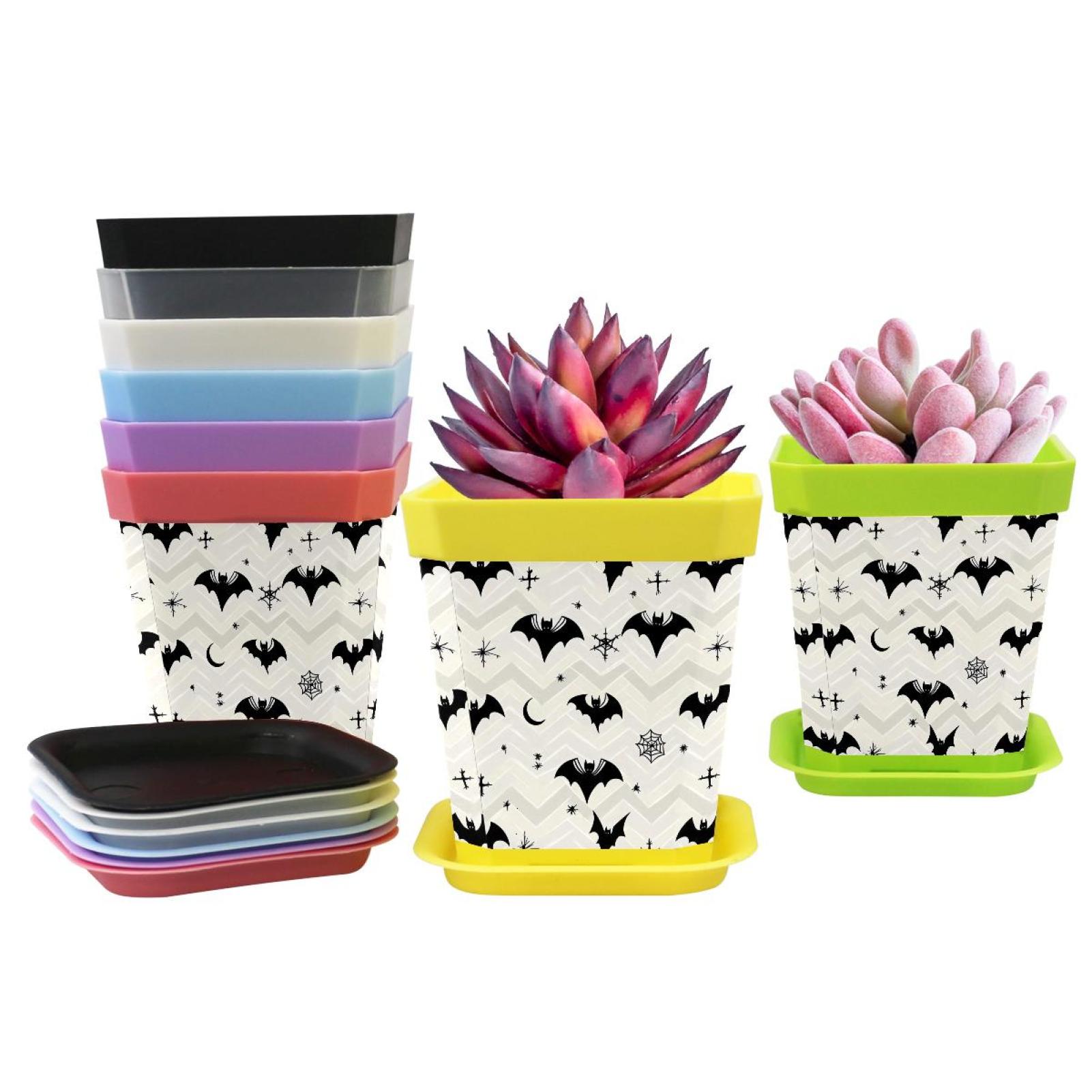 DragonBtu 8 Pack Square Plastic Planters with Drainage Holes and ...