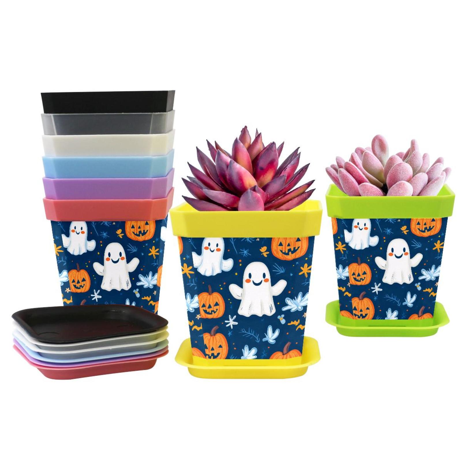 DragonBtu 8 Pack Square Plastic Planters with Drainage Holes and ...