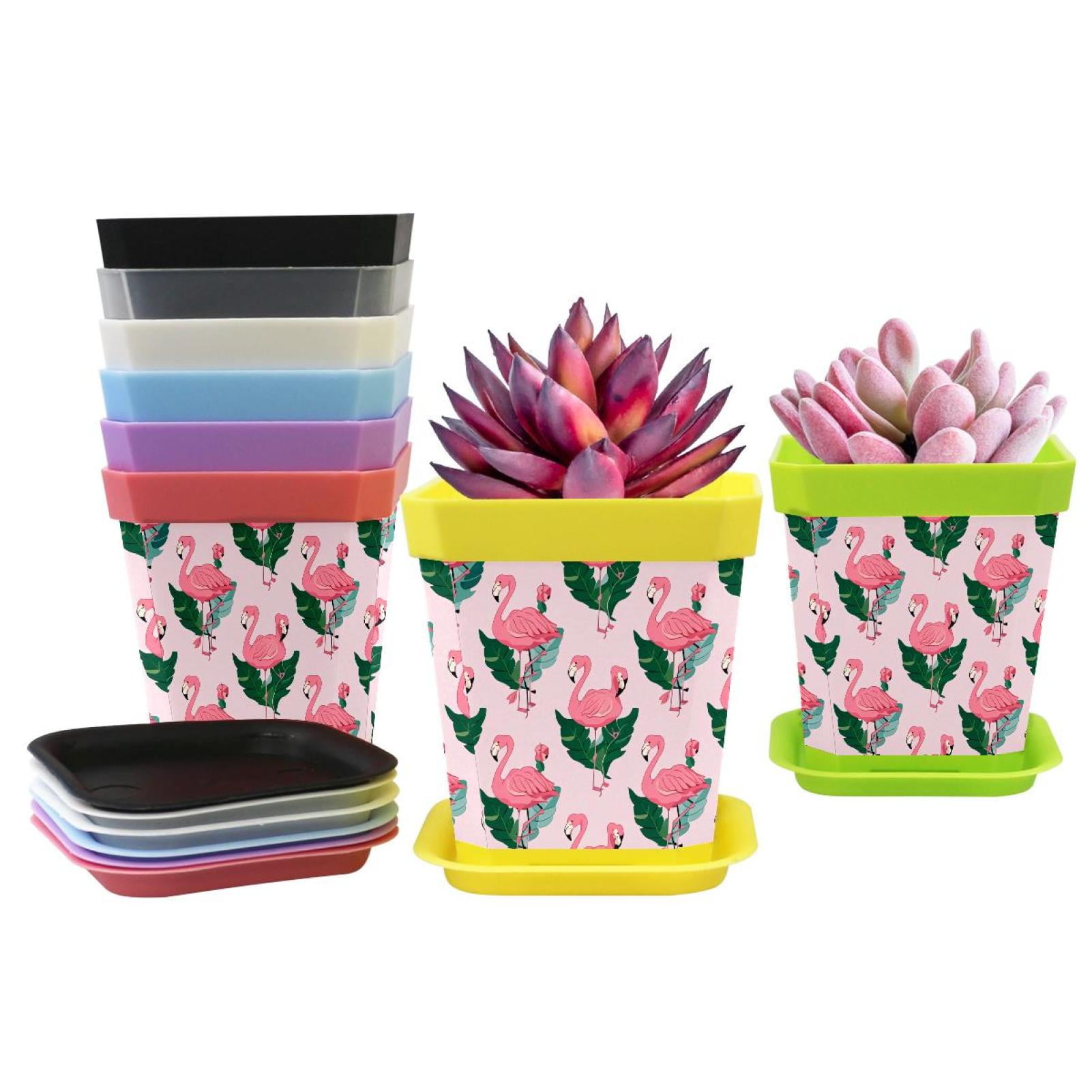 DragonBtu 8 Pack Square Plastic Planters with Drainage Holes and ...