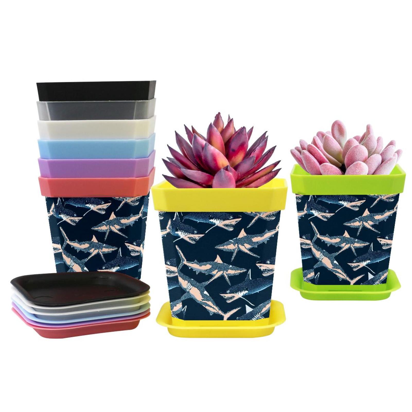 DragonBtu 8 Pack Square Plastic Planters with Drainage Holes and ...