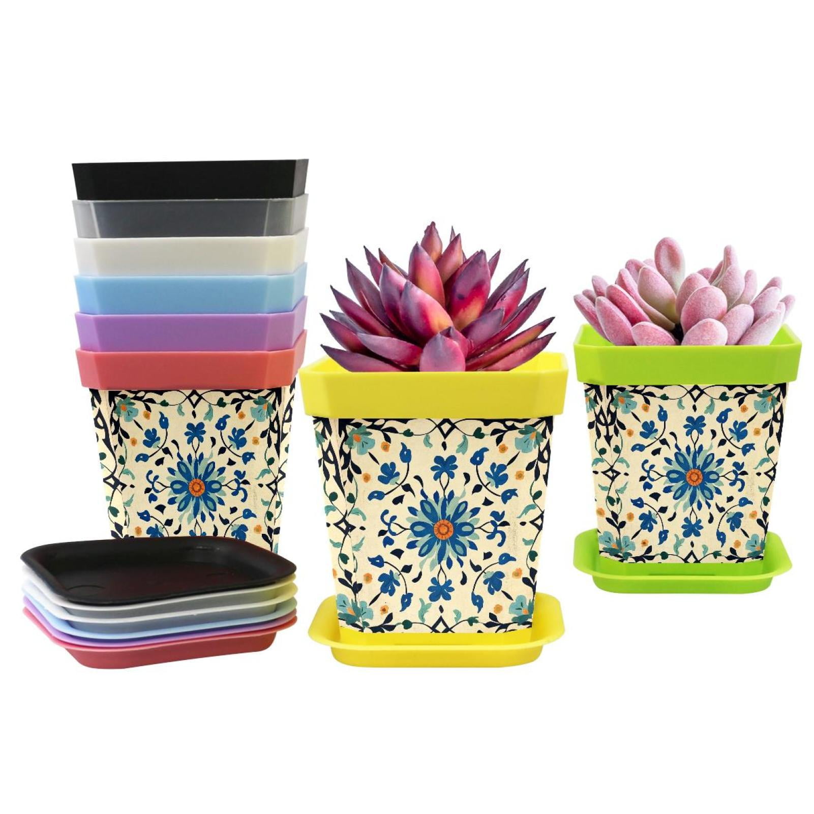 DragonBtu 8 Pack Square Plastic Planters with Drainage Holes and ...