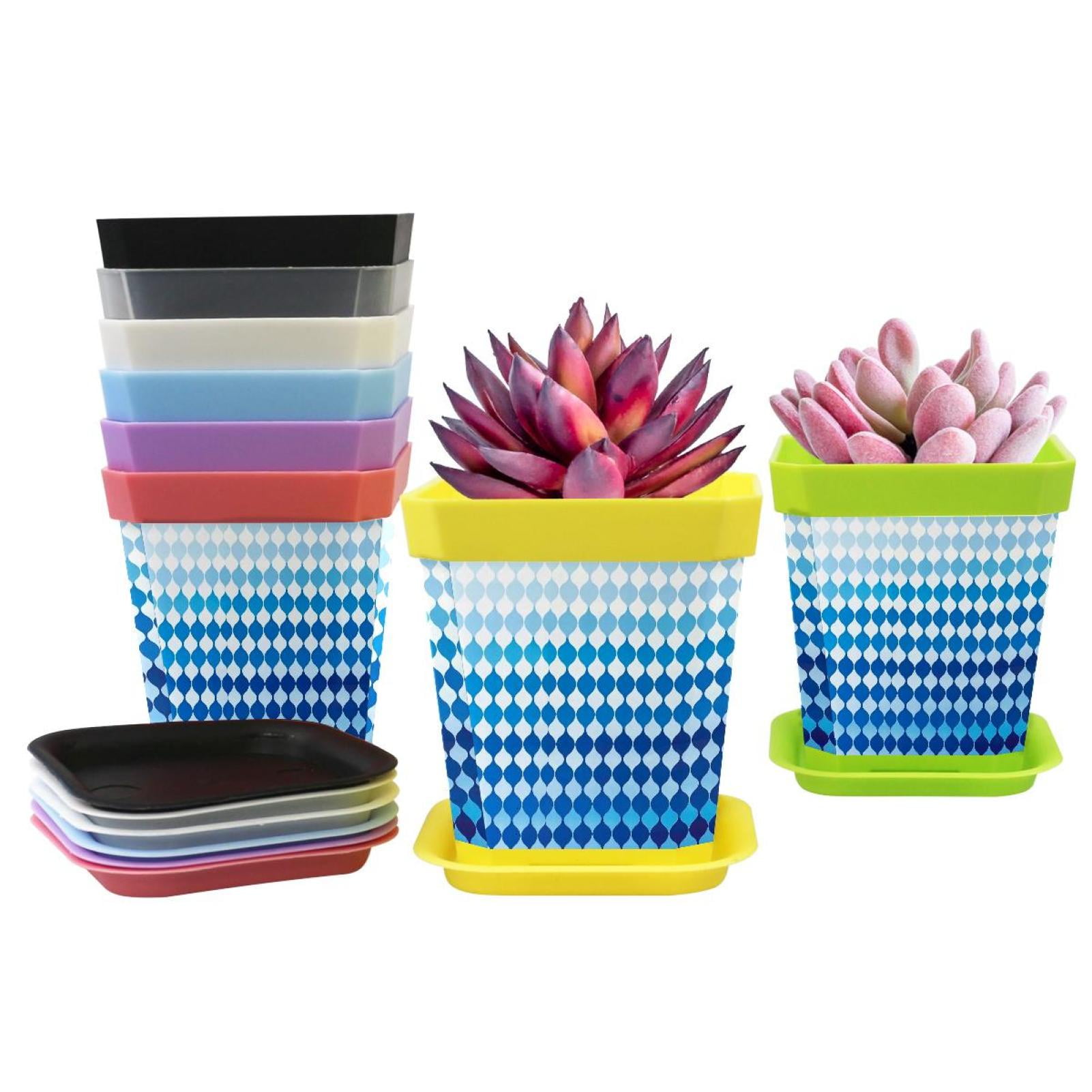 DragonBtu Blue Geometric Gradient Pattern Plant Pots - 2.75x3.14x1.96 ...
