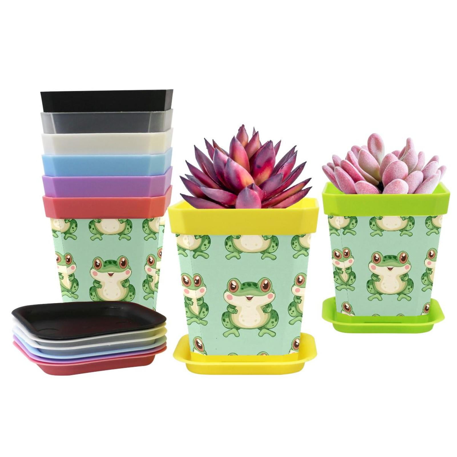 DragonBtu Cartoon Frog Rosy Cheeks Pattern 8 PCS Plant Pot, Plastic ...