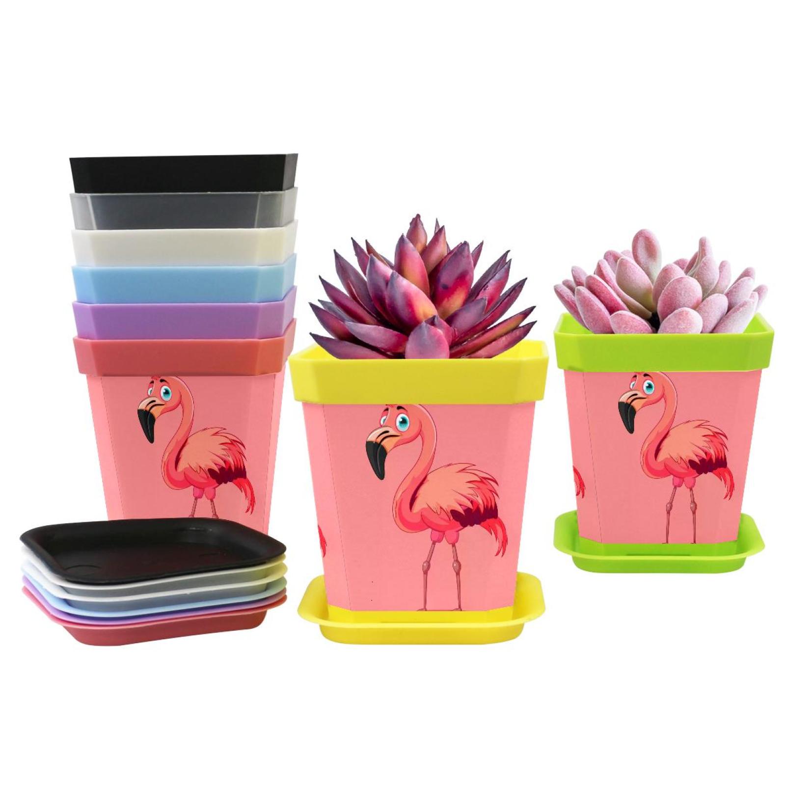 DragonBtu Flamingo Pink Background Plant Pots - 2.75x3.14x1.96 in ...
