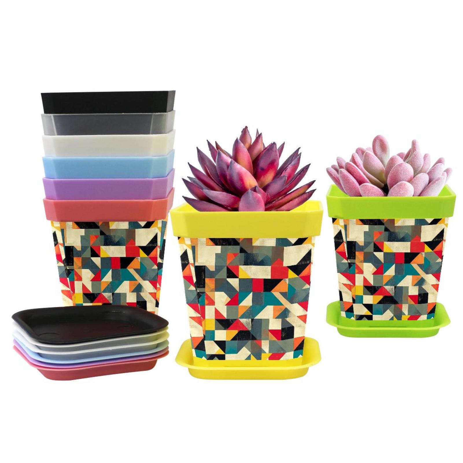 DragonBtu Flower Pots Plastic Planters Indoor Plant Pots, Abstract ...