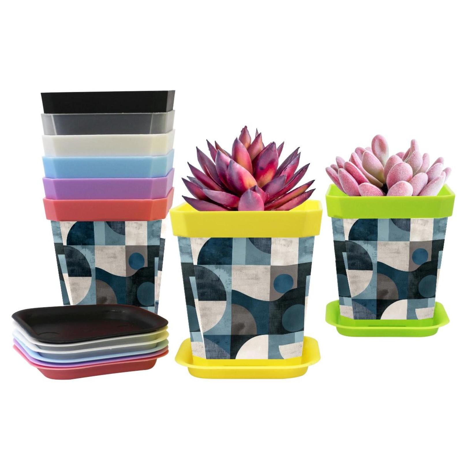 DragonBtu Flower Pots Plastic Planters Indoor Plant Pots, Abstract ...