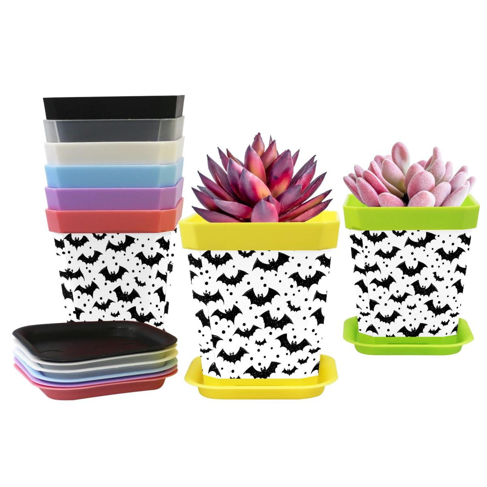 DragonBtu Flower Pots Plastic Planters Indoor Plant Pots, Black and ...