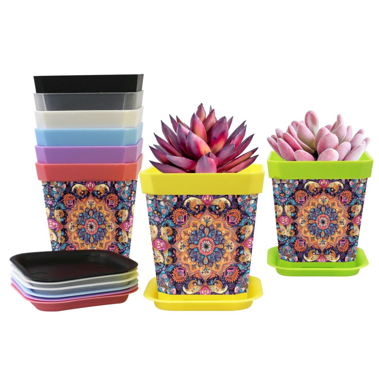 DragonBtu Flower Pots Plastic Planters Indoor Plant Pots, Bohemian ...
