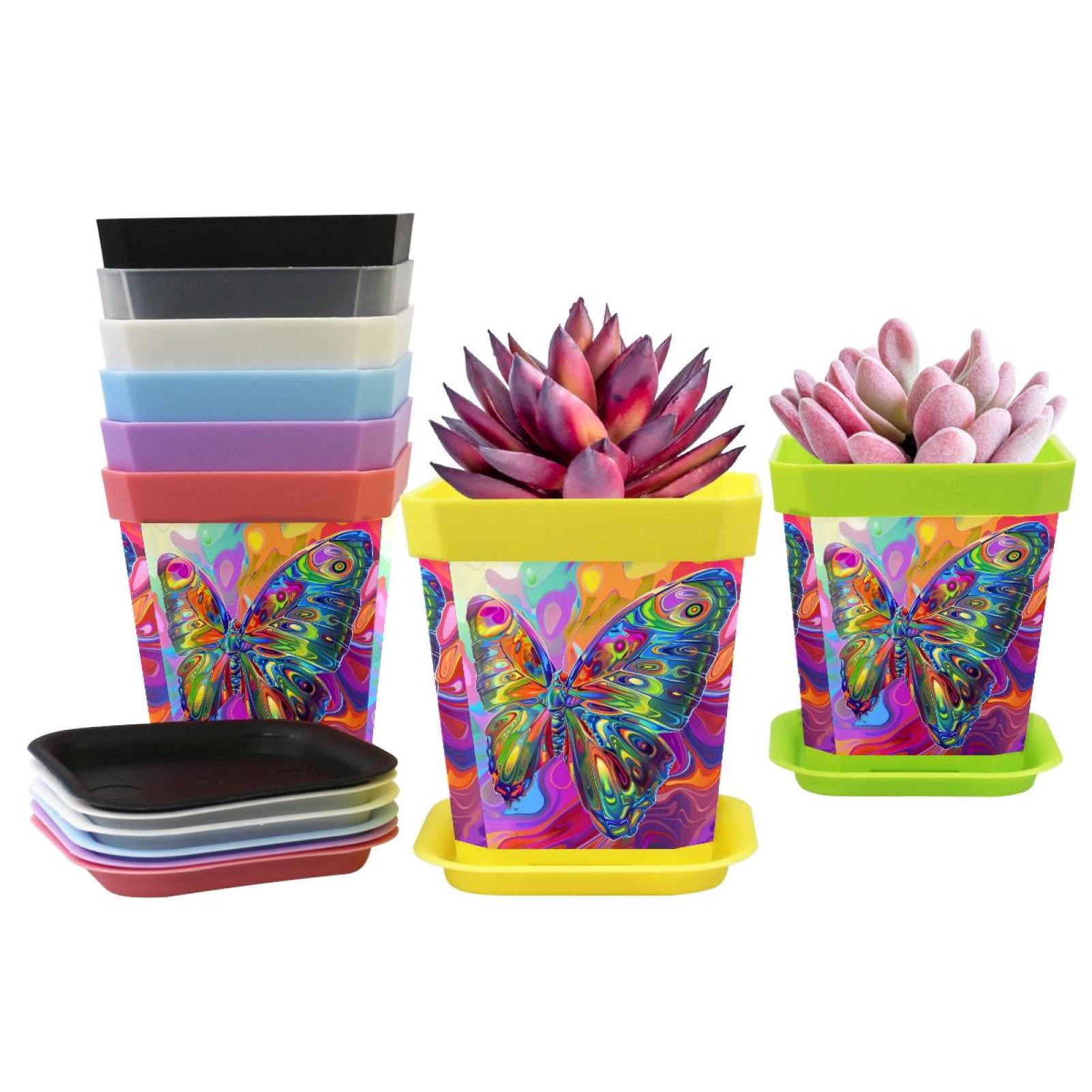 DragonBtu Flower Pots Plastic Planters Indoor Plant Pots, Butterfly ...
