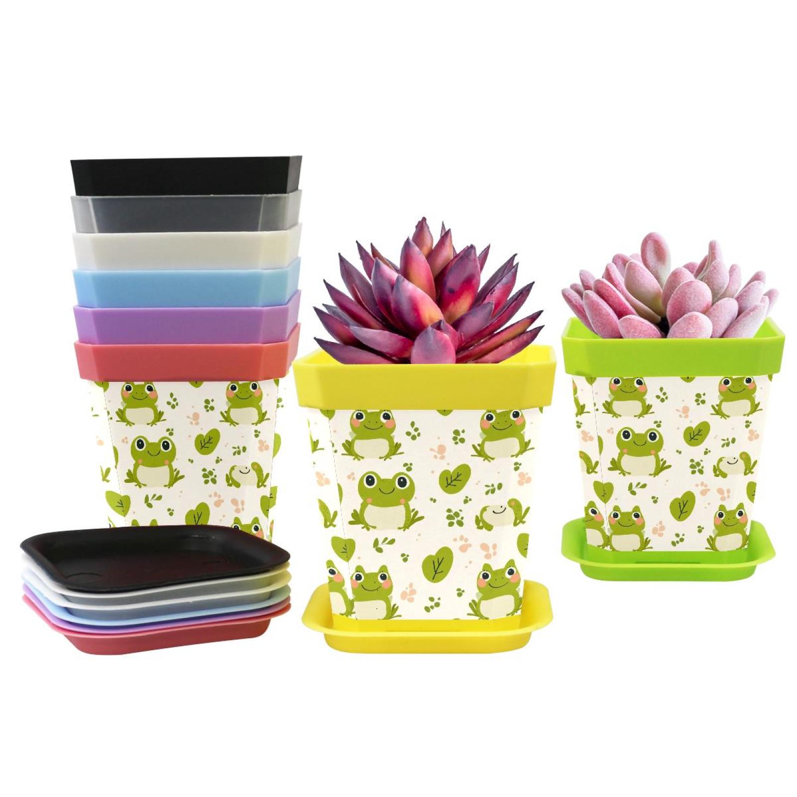 DragonBtu Flower Pots Plastic Planters Indoor Plant Pots, Cartoon Frog ...