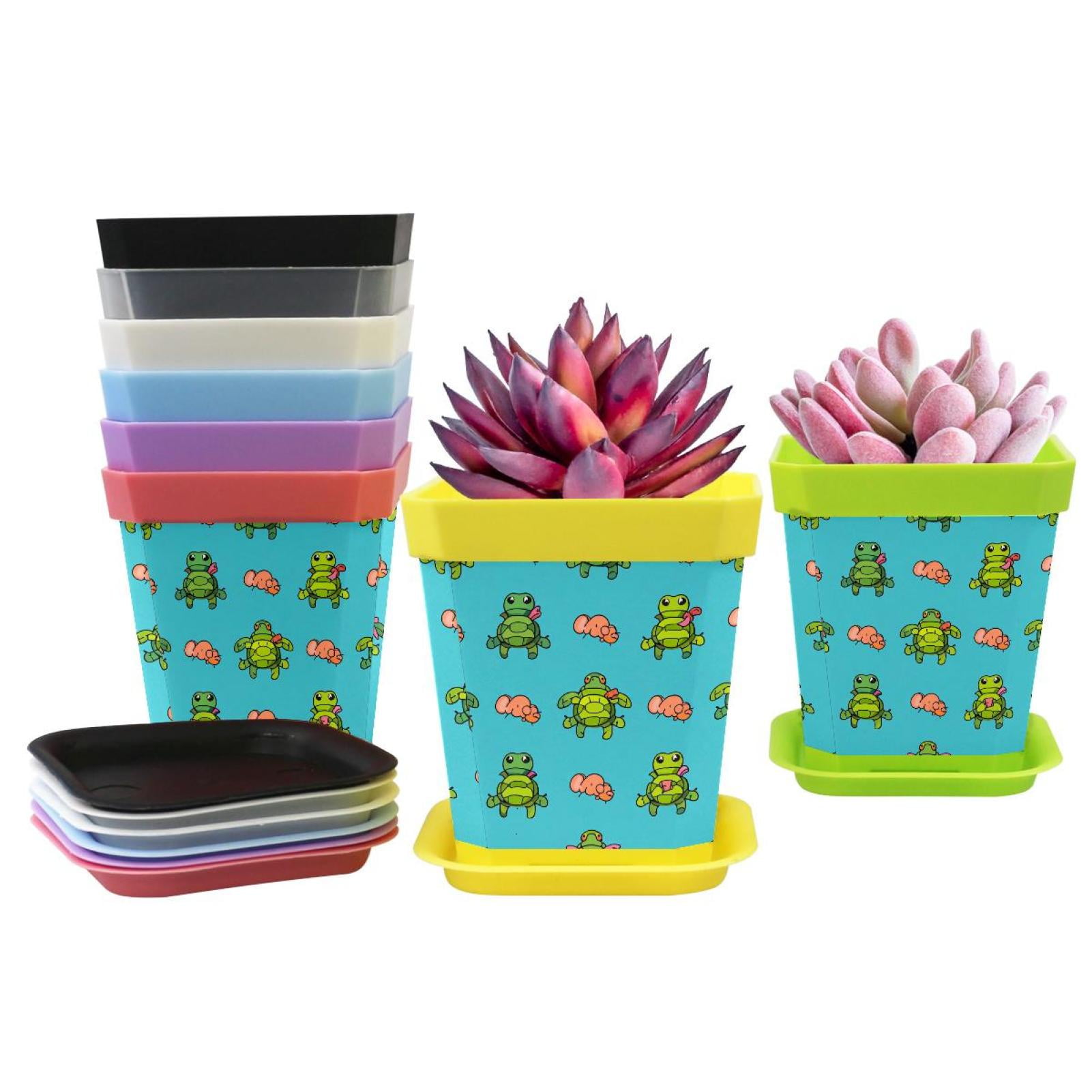 DragonBtu Flower Pots Plastic Planters Indoor Plant Pots, Cartoon Funny ...