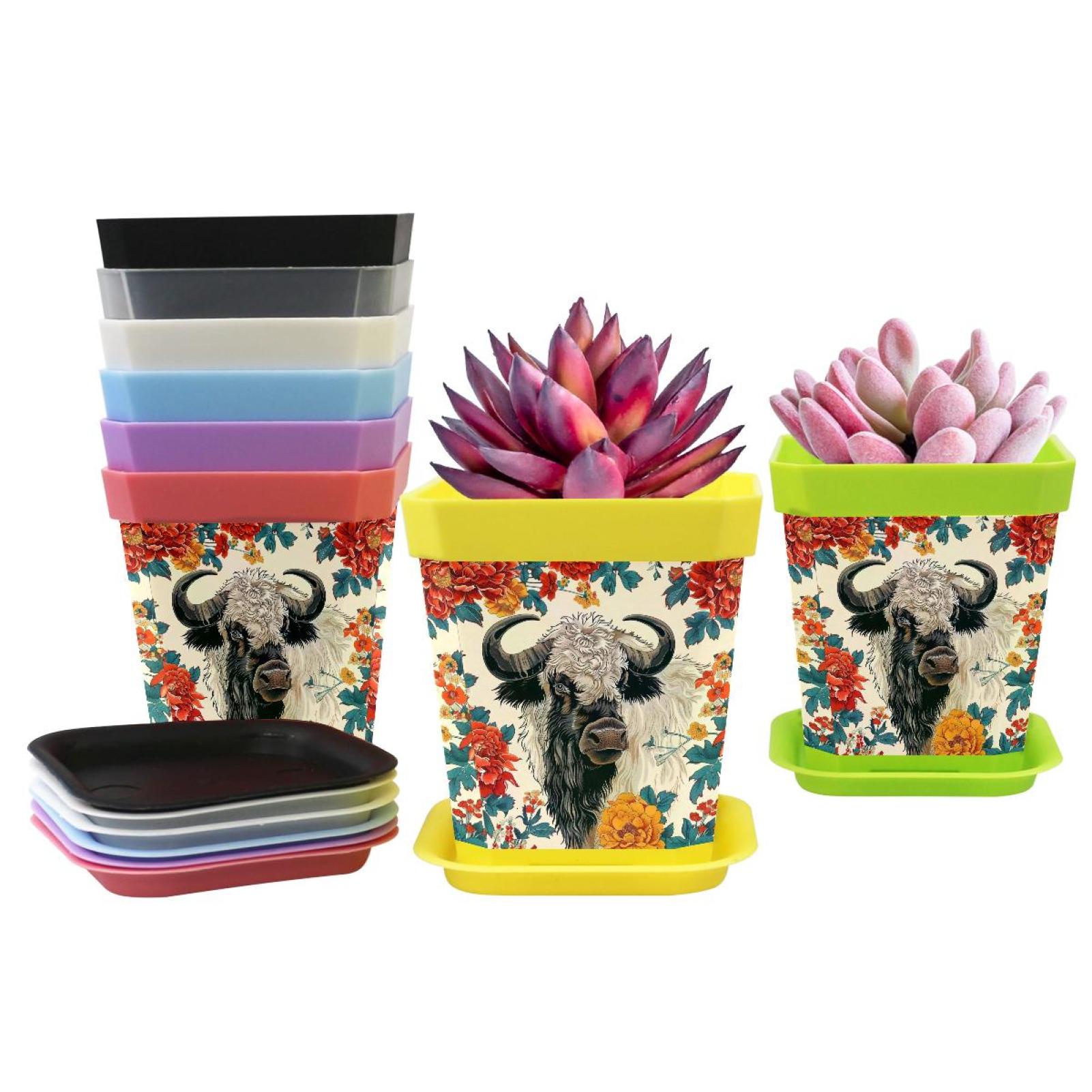 DragonBtu Flower Pots Plastic Planters Indoor Plant Pots, Floral Yaks ...