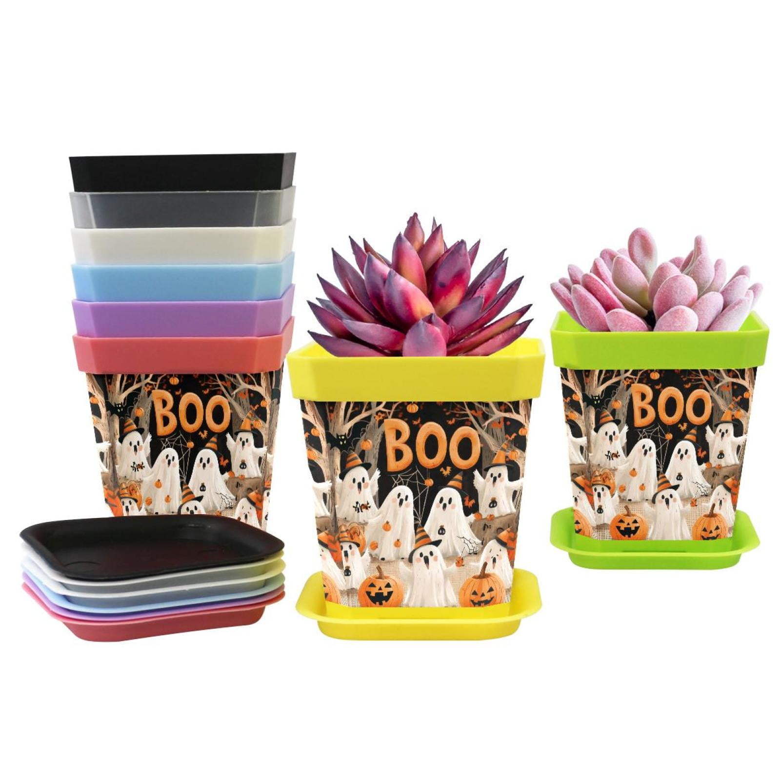 DragonBtu Flower Pots Plastic Planters Indoor Plant Pots, Ghosts Letter ...