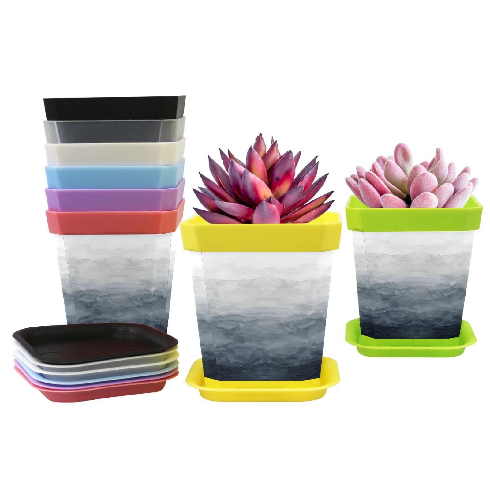 DragonBtu Flower Pots Plastic Planters Indoor Plant Pots, Grey Gradient ...