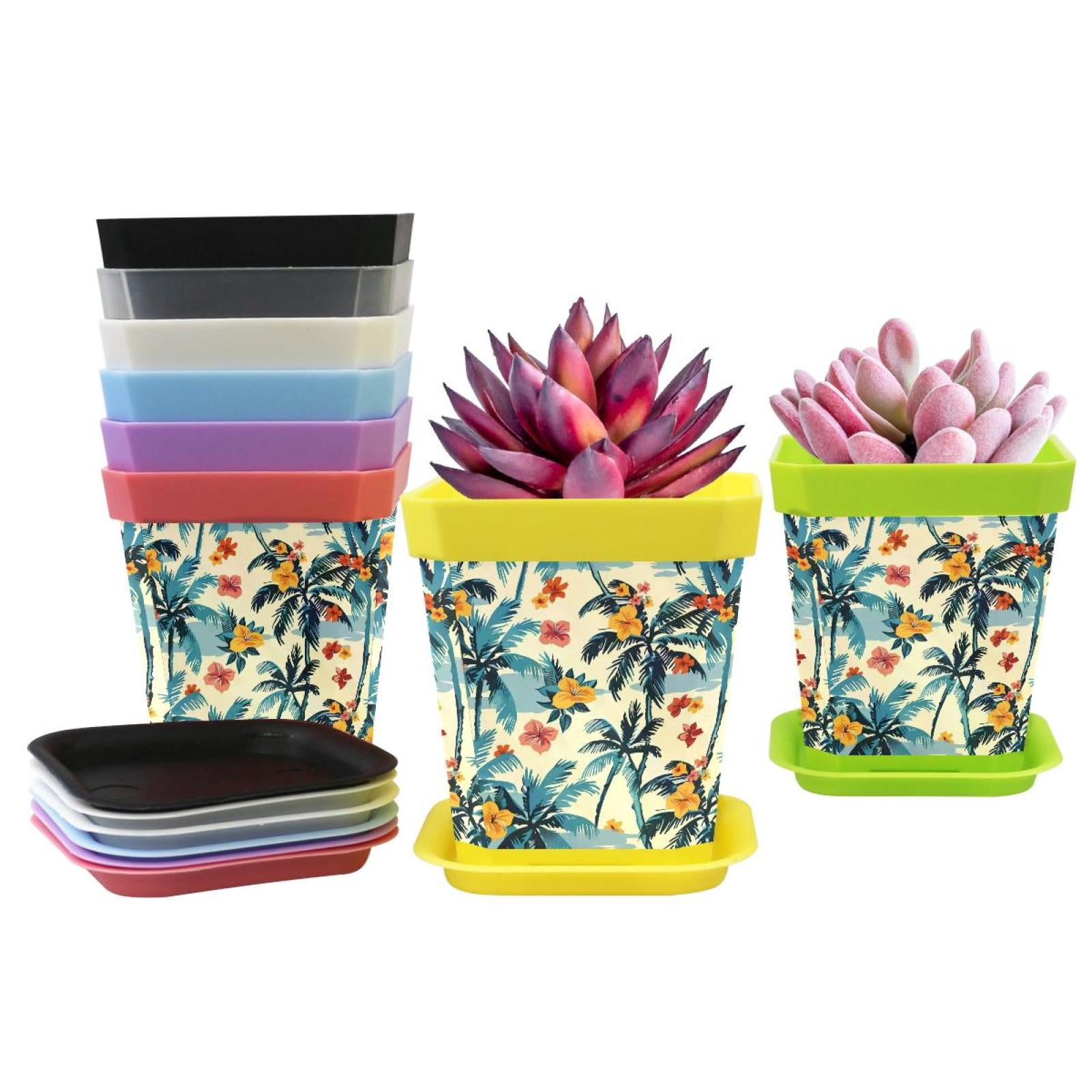 DragonBtu Flower Pots Plastic Planters Indoor Plant Pots, Palm Tree ...