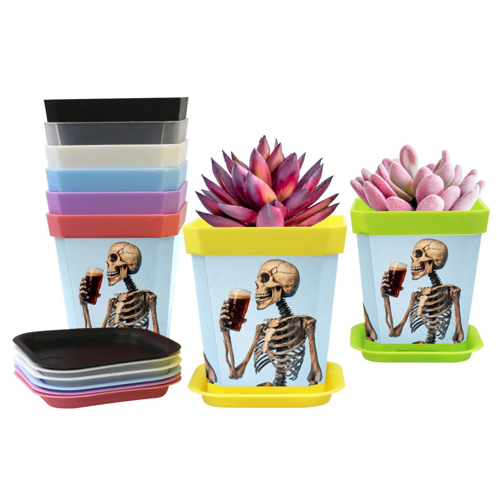 DragonBtu Flower Pots Plastic Planters Indoor Plant Pots, Skull Men ...