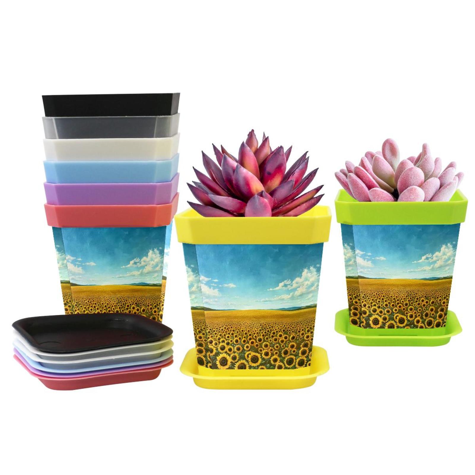 DragonBtu Flower Pots Plastic Planters Indoor Plant Pots, Sunflowers ...