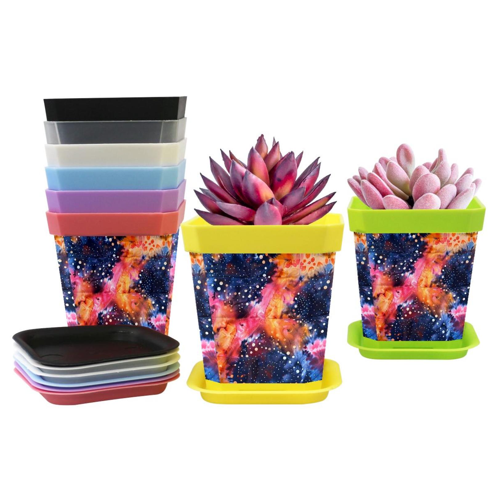 DragonBtu Flower Pots Plastic Planters Indoor Plant Pots, Tie-Dye Polka ...