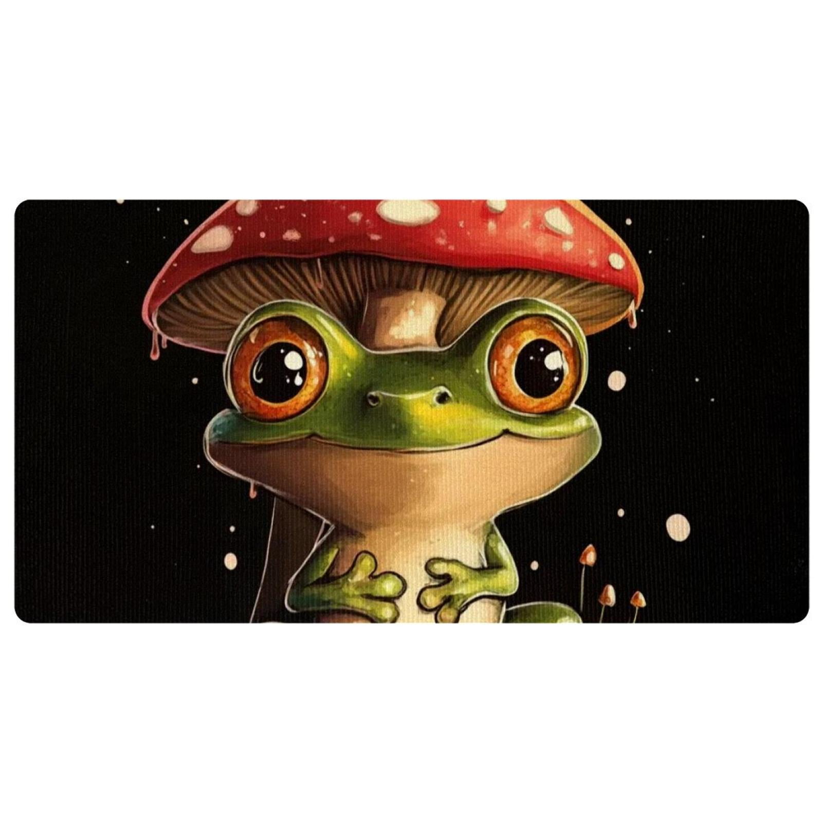 DragonBtu Kitchen Mats with Frog Mushroom Black Backgrounds - Anti ...