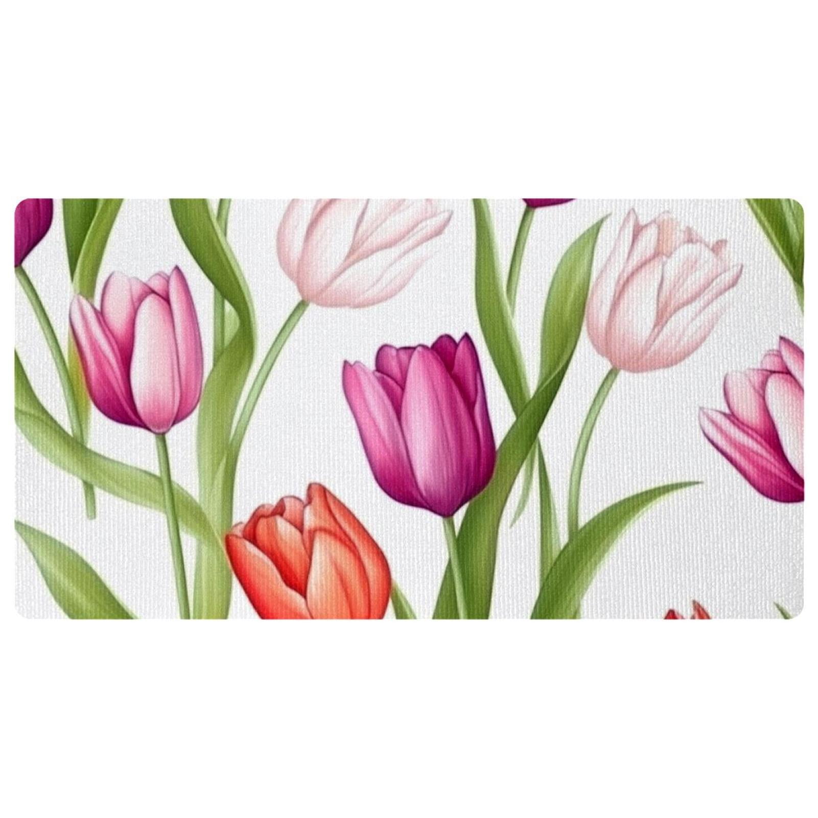 DragonBtu Kitchen Mats with Tulips Pattern - Anti Fatigue Floor Rug ...