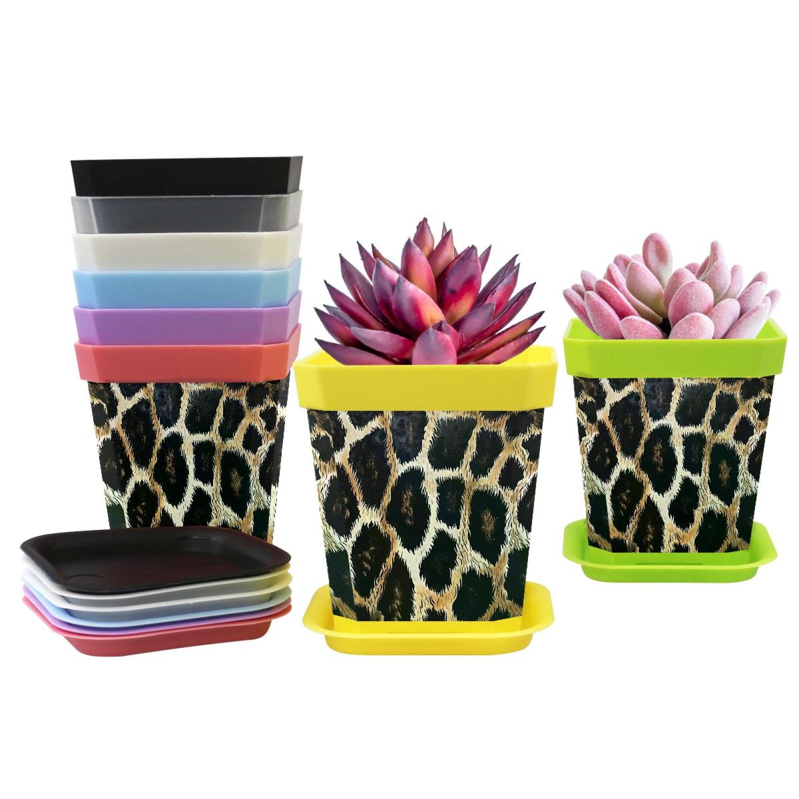DragonBtu Leopard Print 8 PCS Plant Pot, Plastic Flower Pots with ...