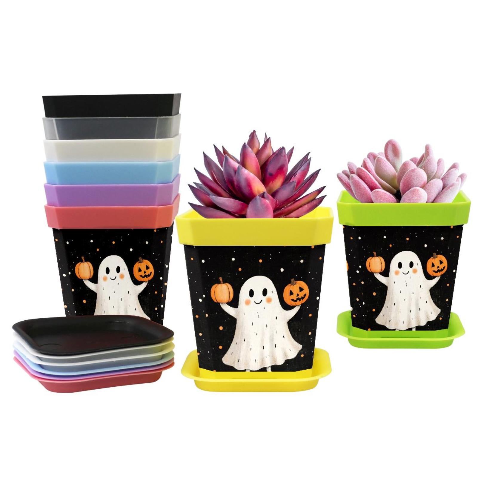 DragonBtu Lovely Ghosts with Pumpkin Plant Pots - 2.75x3.14x1.96 in ...