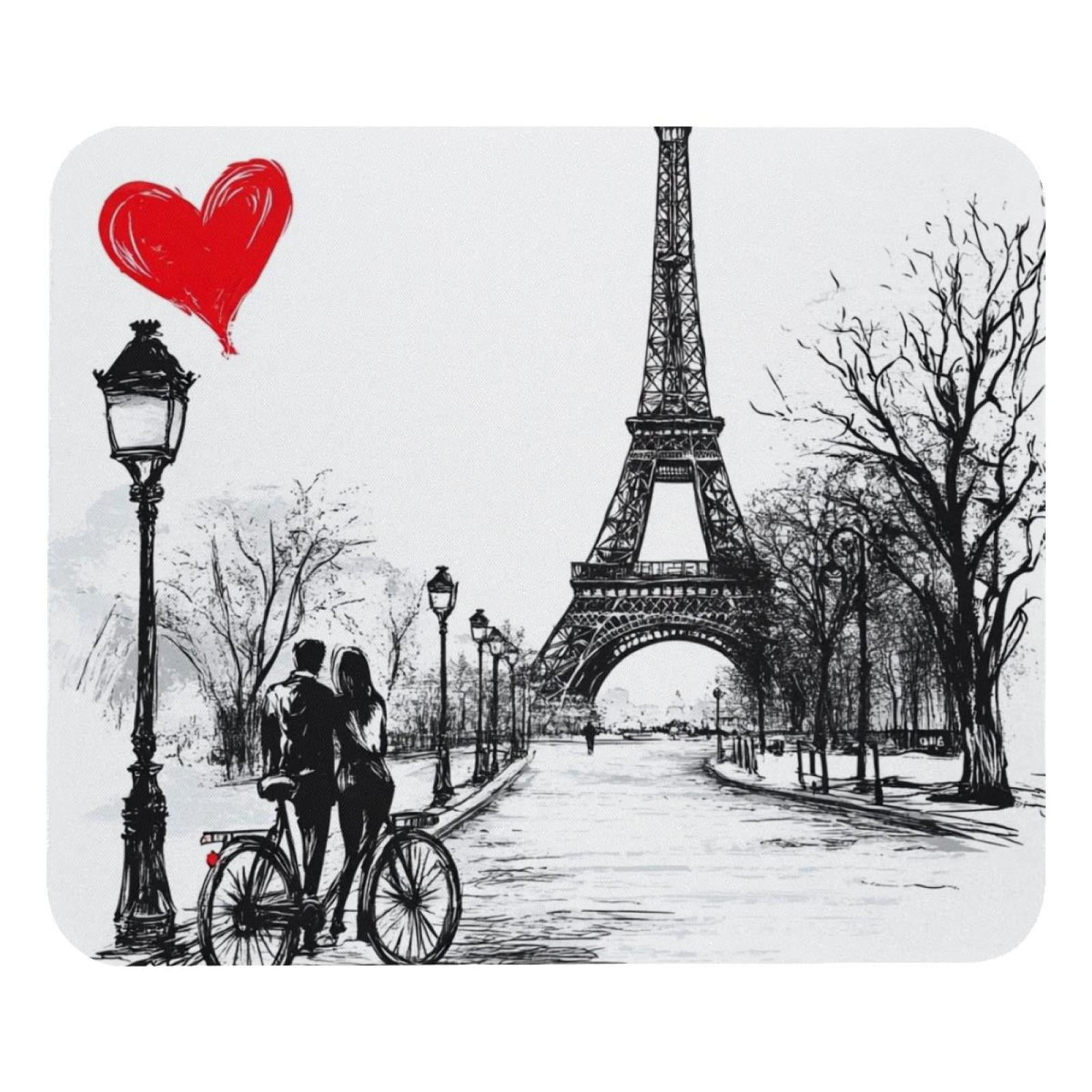 DragonBtu Mouse Pad Eiffel Tower Love, Small Desk Pad, Desk Mat with ...