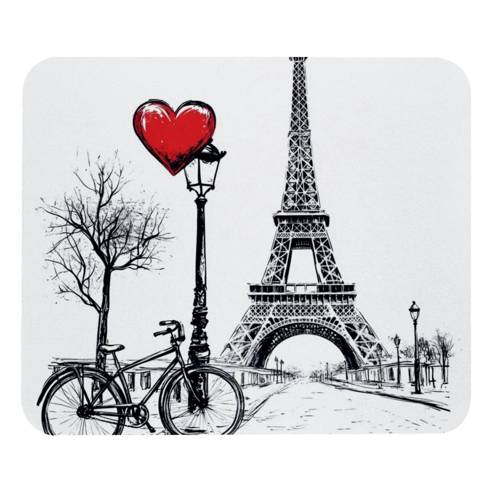 DragonBtu Mouse Pad Eiffel Tower Love, Small Desk Pad, Desk Mat with ...
