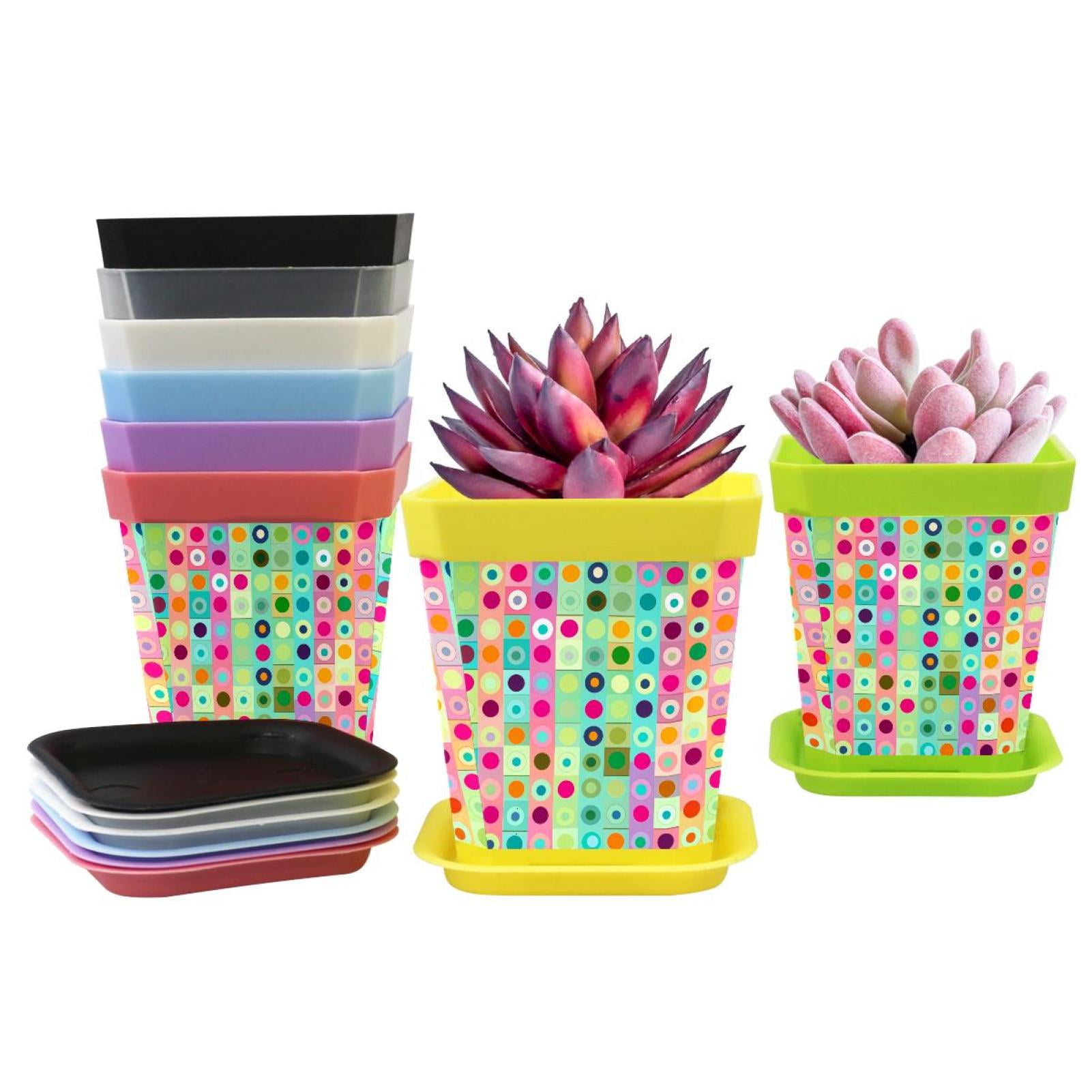 DragonBtu Polka Dots Checkerboard Colorful Pattern Plant Pots - 2.75x3 ...