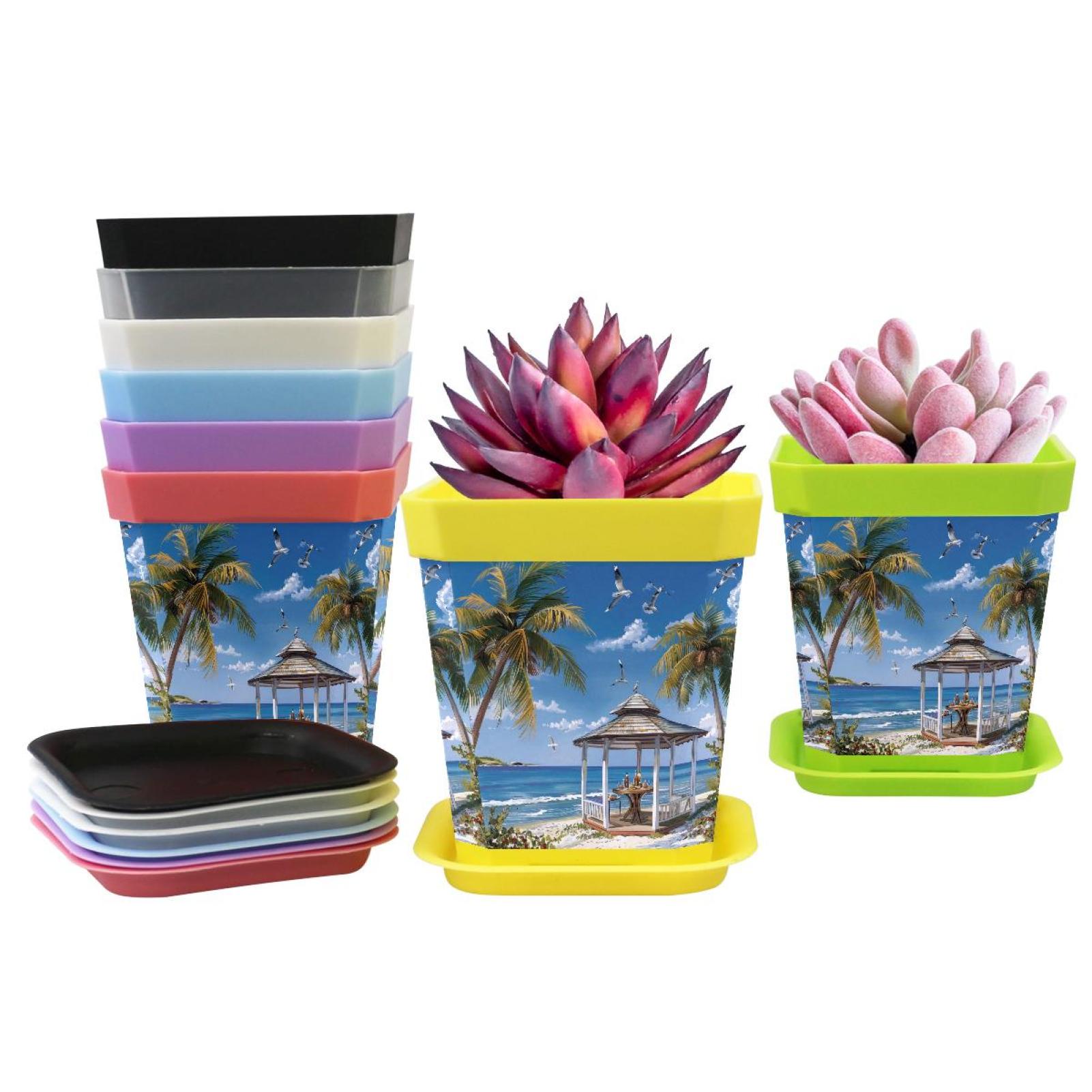 DragonBtu Sea Seagull Gazebo Palm Tree 8 PCS Plant Pot, Plastic Flower ...