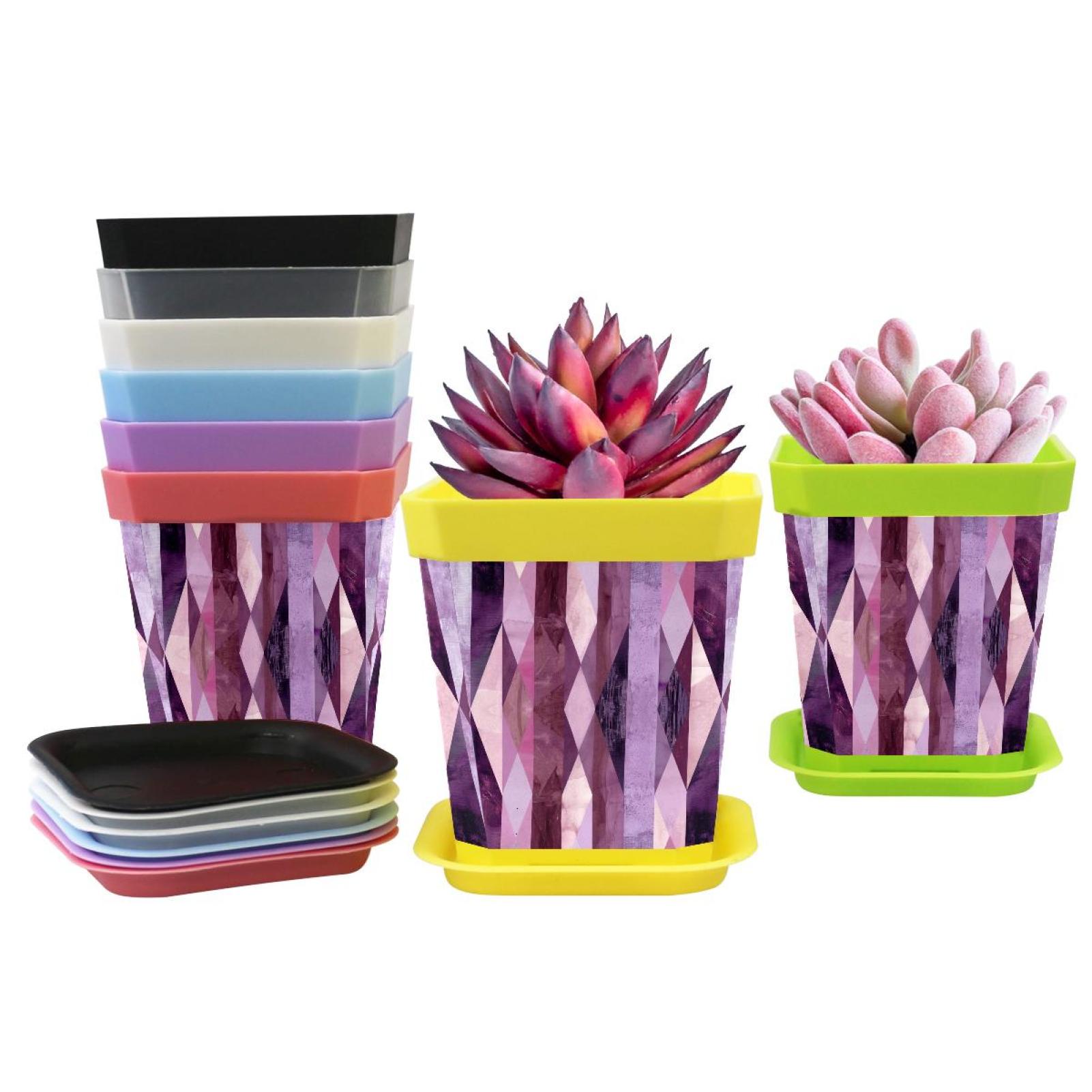DragonBtu Set of 8 Flowerpot Plant Pots with Bases - Lavender Colored ...