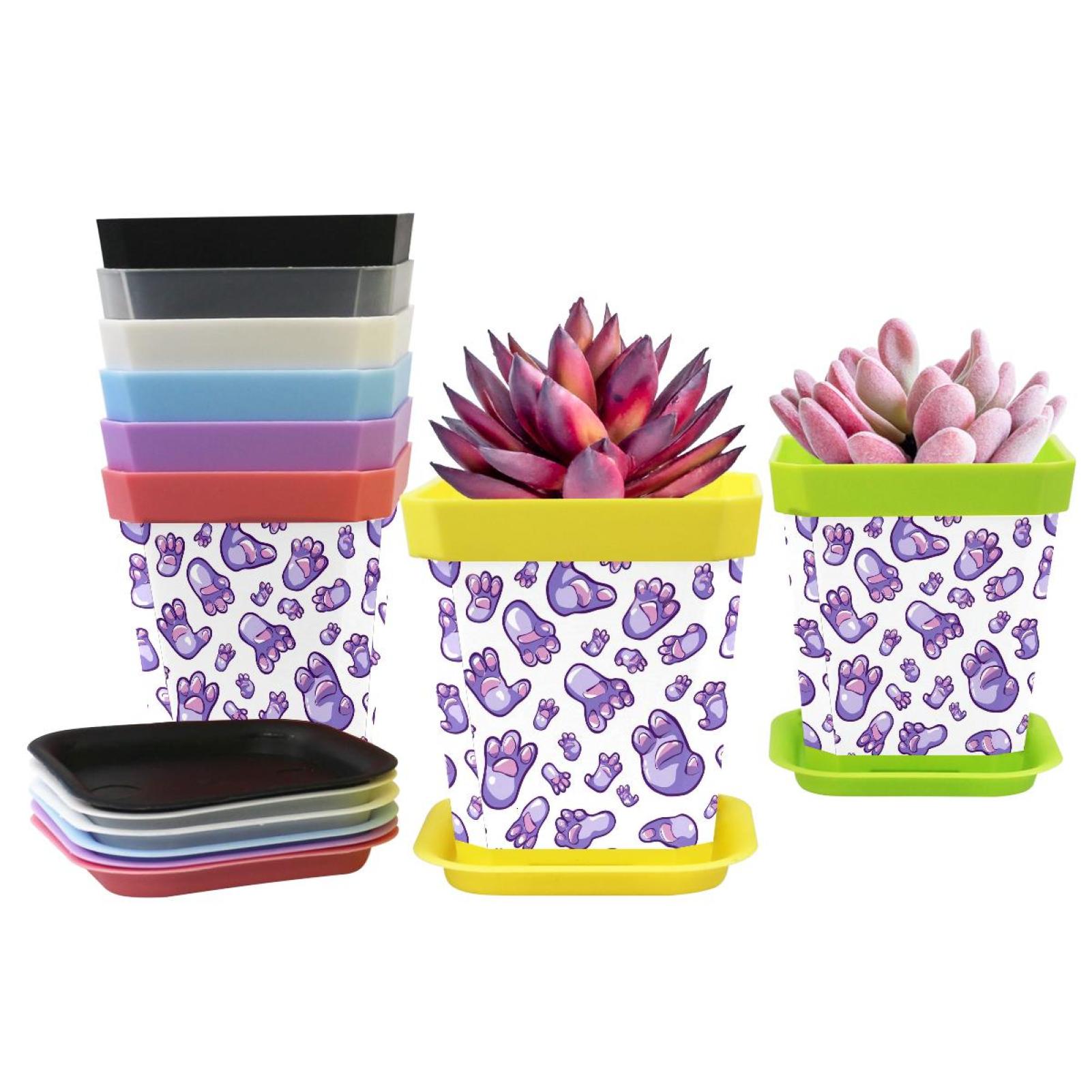 DragonBtu Set of 8 Flowerpot Plant Pots with Bases - Cat Claws Purple ...