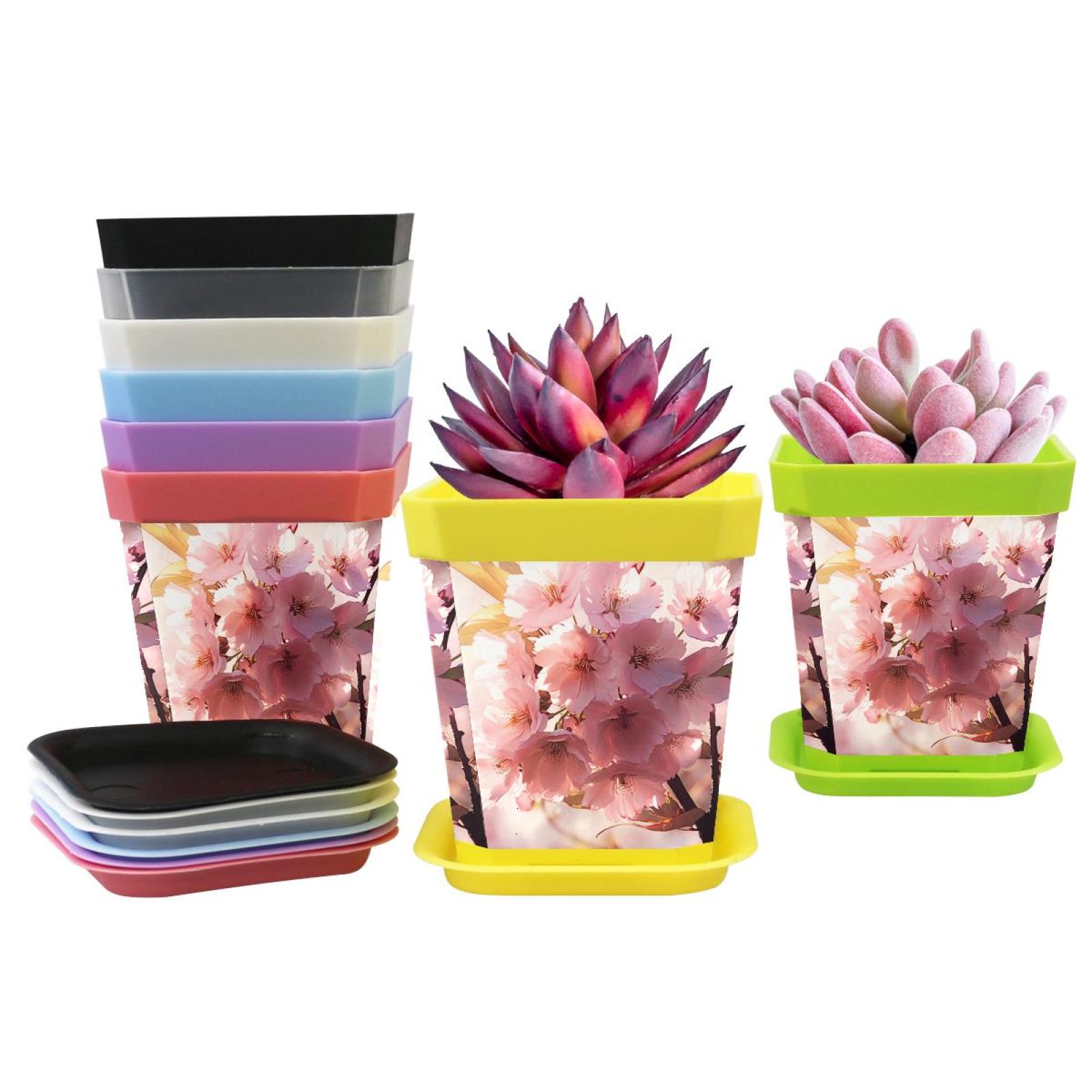 DragonBtu Set of 8 Flowerpot Plant Pots with Bases - Cherry Blossoms ...