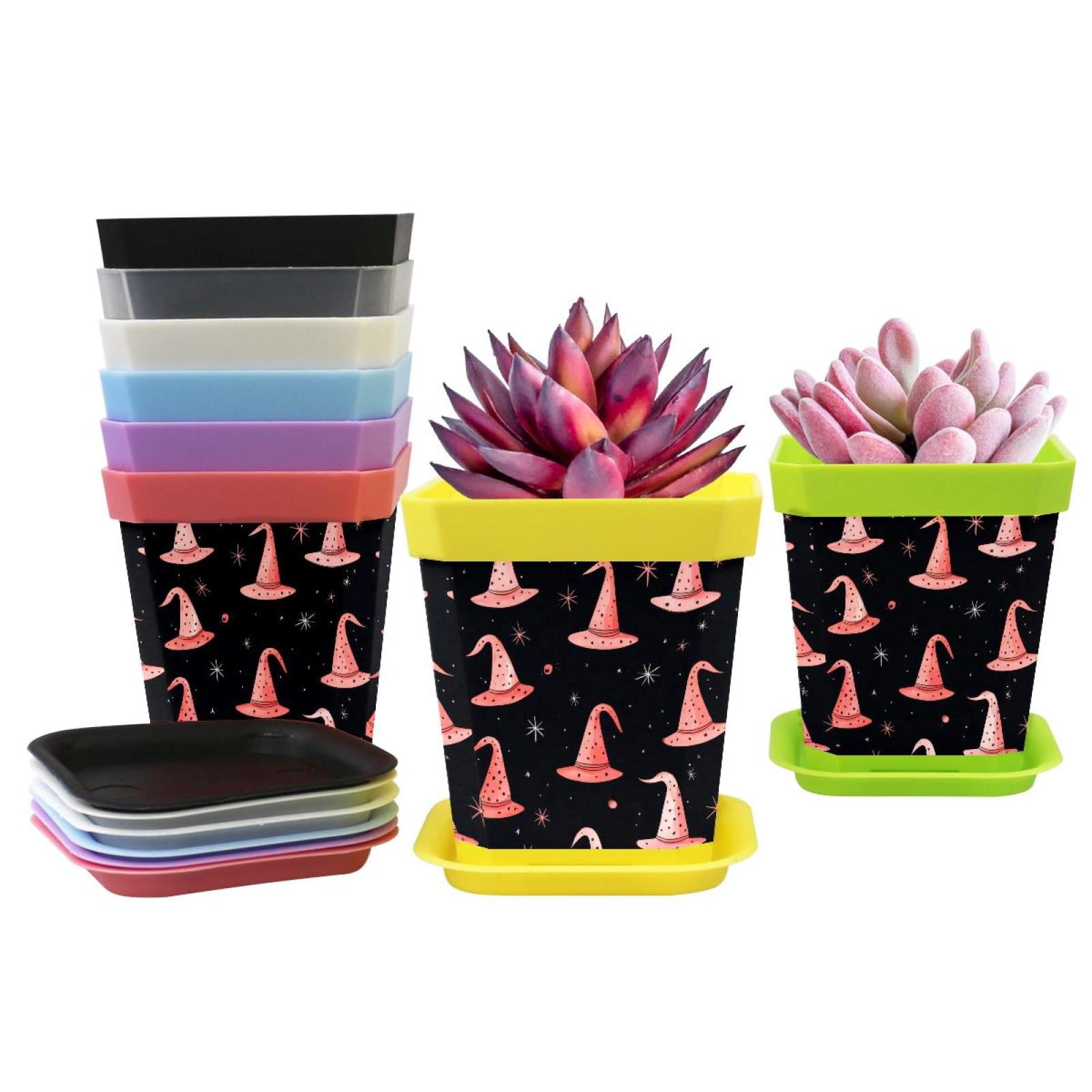 DragonBtu Set of 8 Flowerpot Plant Pots with Bases - Halloween Pink ...