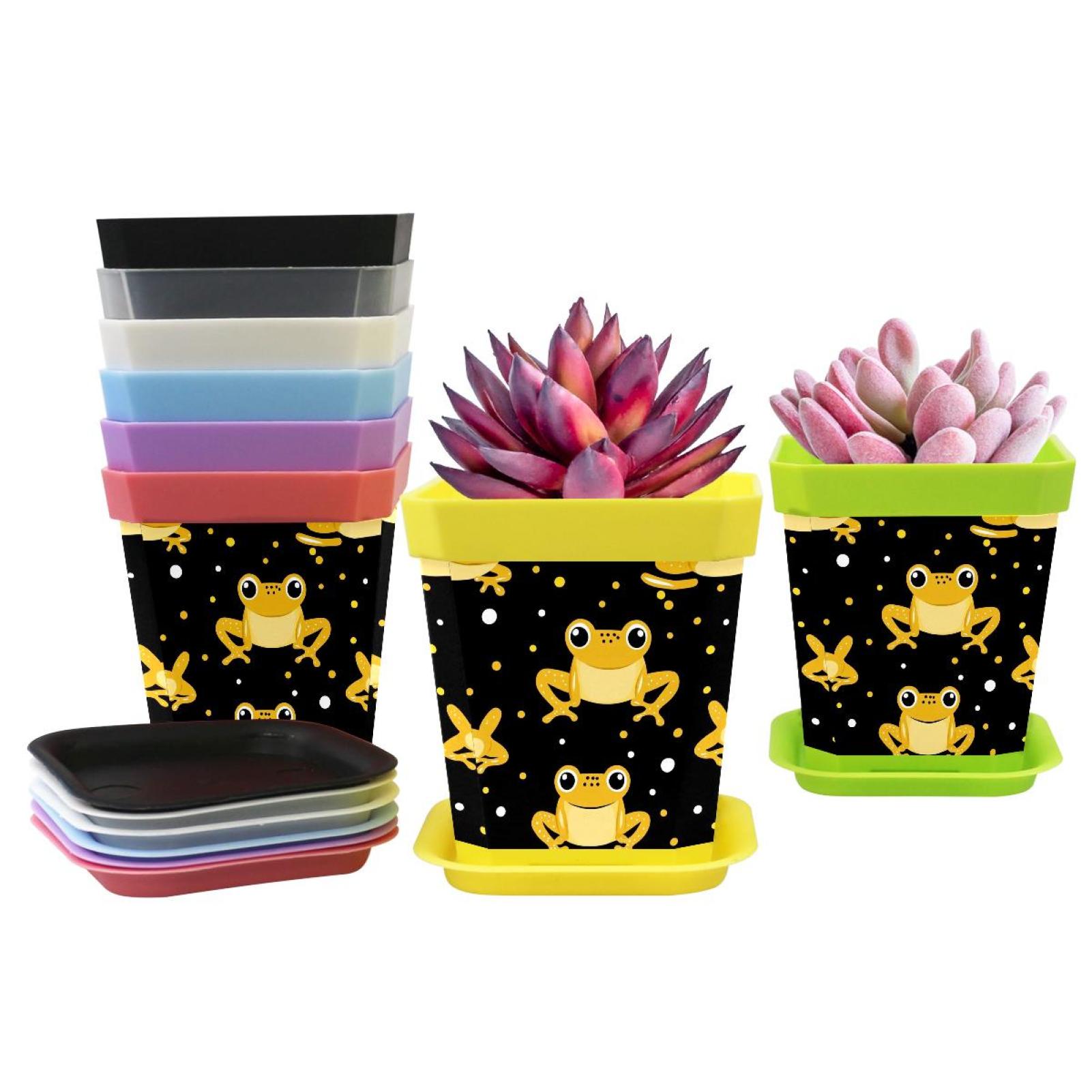 DragonBtu Yellow Frogs Polka Dots Plant Pots - 2.75x3.14x1.96 in Square ...