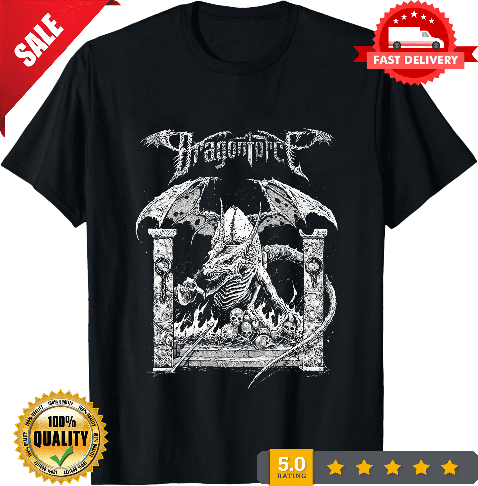 DragonForce band album T-shirt black Cotton Unisex All Sizes S to 5XL ...