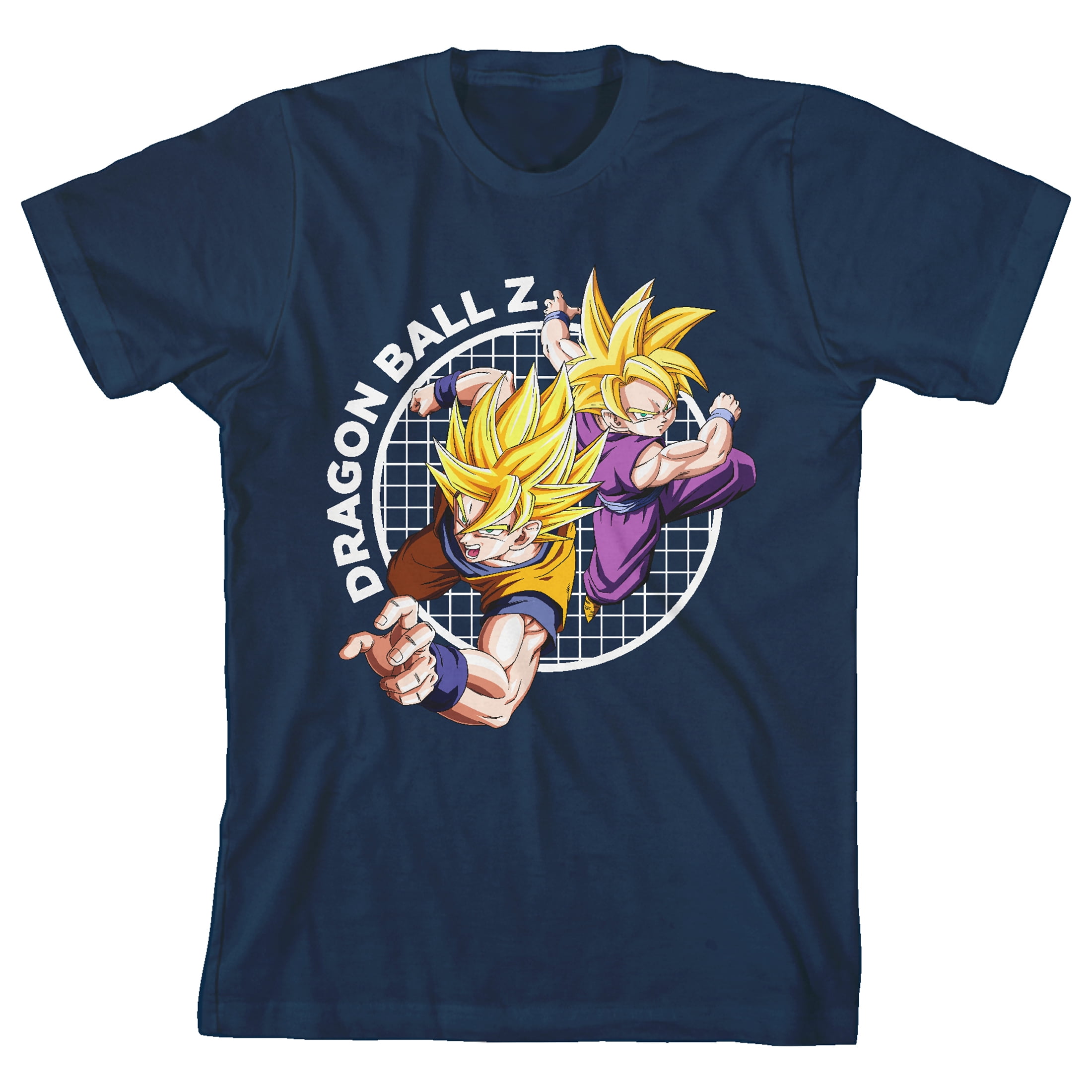 Dragonball Z Father and Son Attacking Grid Youth Navy Blue Short Sleeve ...