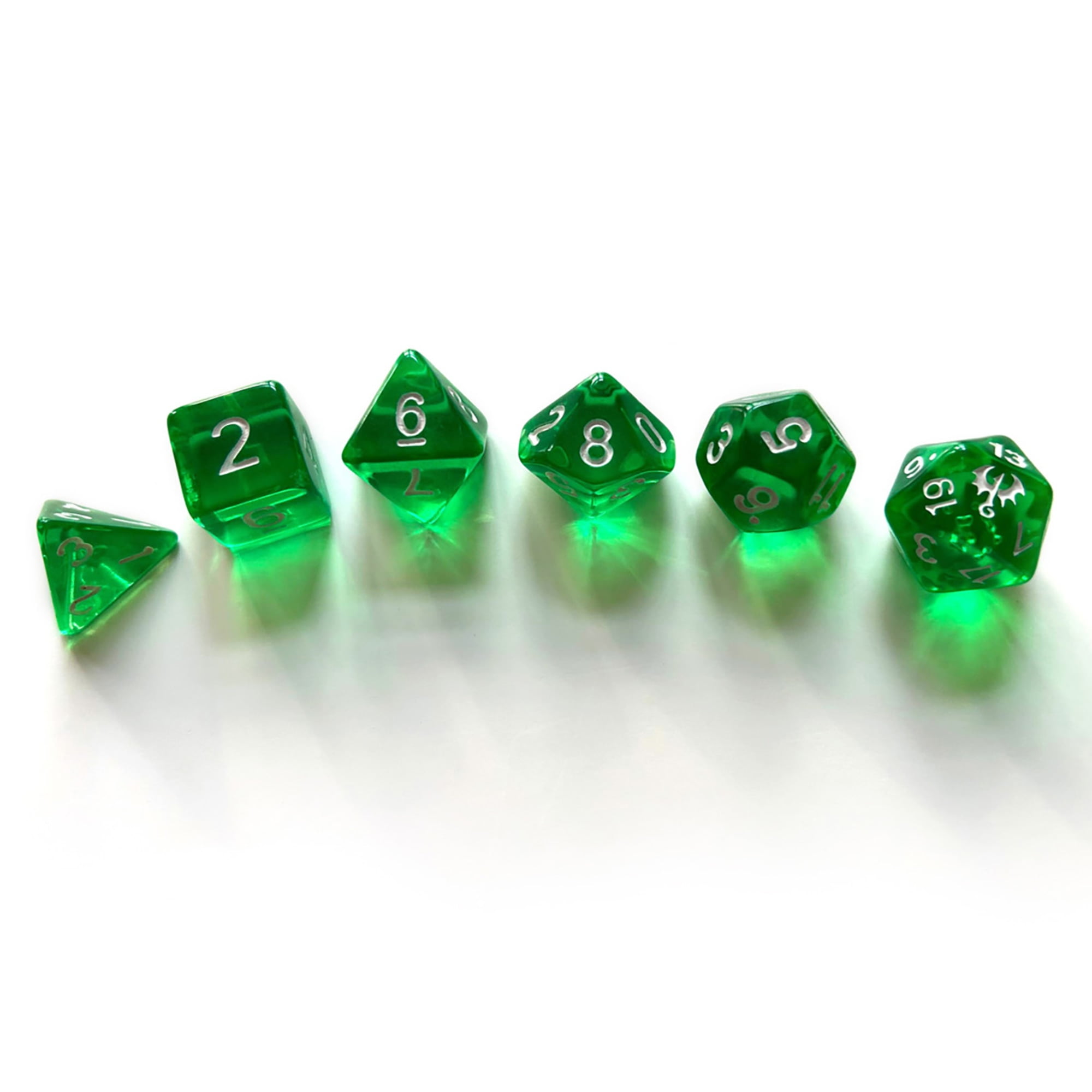 Dragonbane: Dice Set - 6 Piece Green Transparent Dice Set, Free League ...
