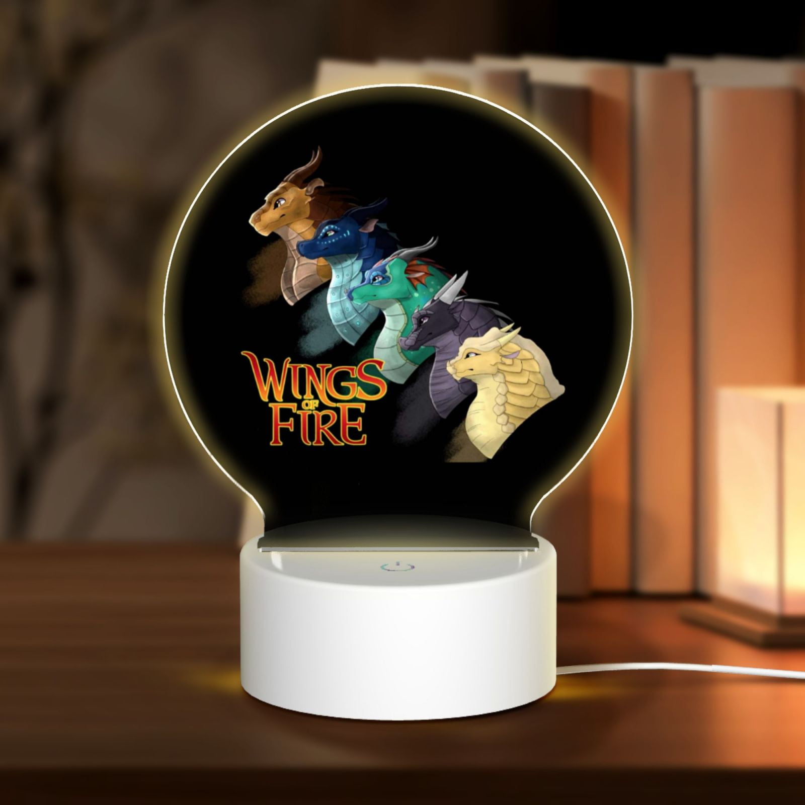 Dragonets WOF Wings Of Fire Round Acrylic Night Light USB Cable LED ...