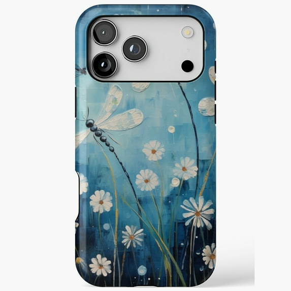 Dragonflies And Daisies Nature Art iPhone Case 17 16 15 14 13 12 11 Pro ...